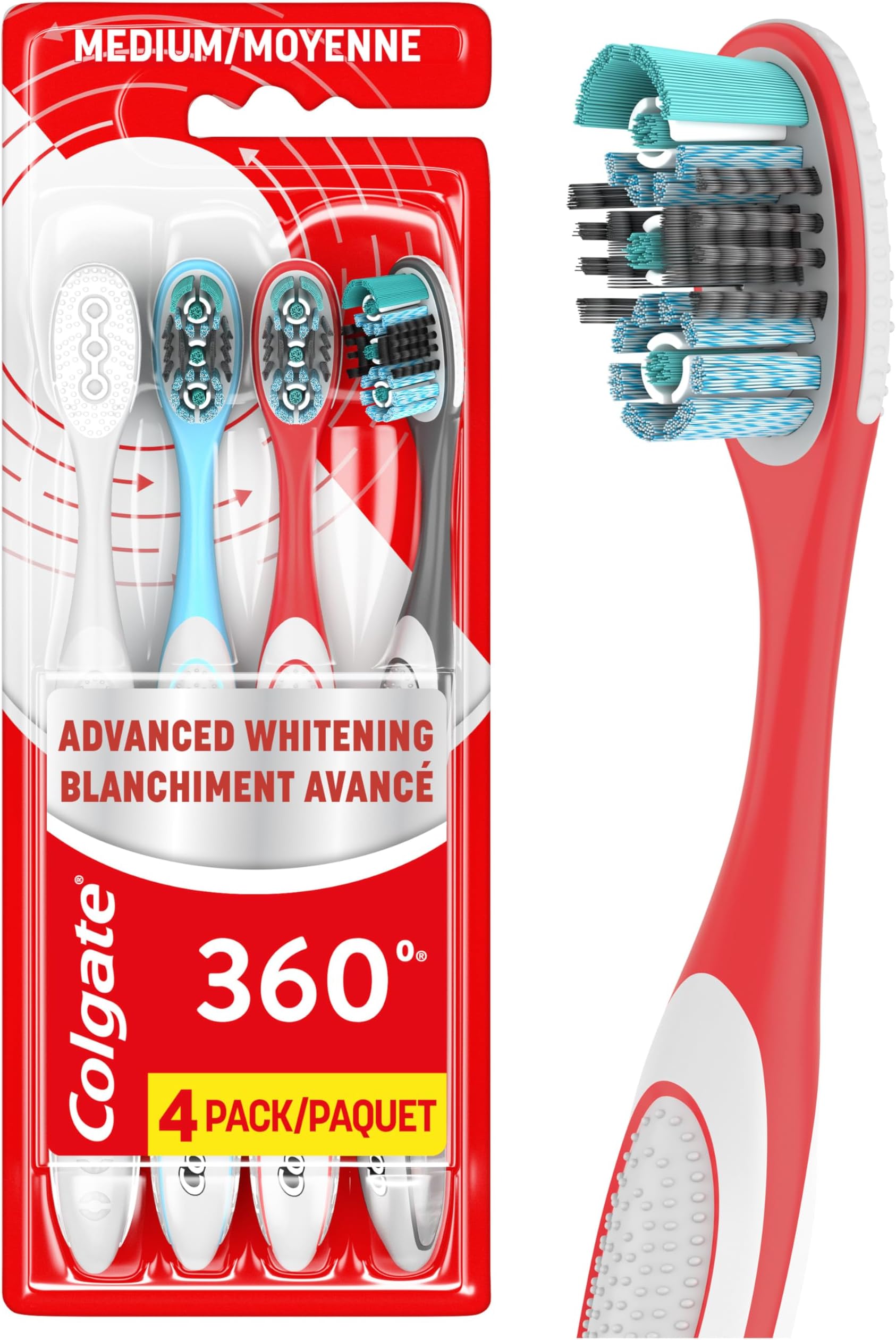 Amazon.com : Colgate Colg-360 Adv Floss-Tip Bristles Soft,4 Count(Pack ...