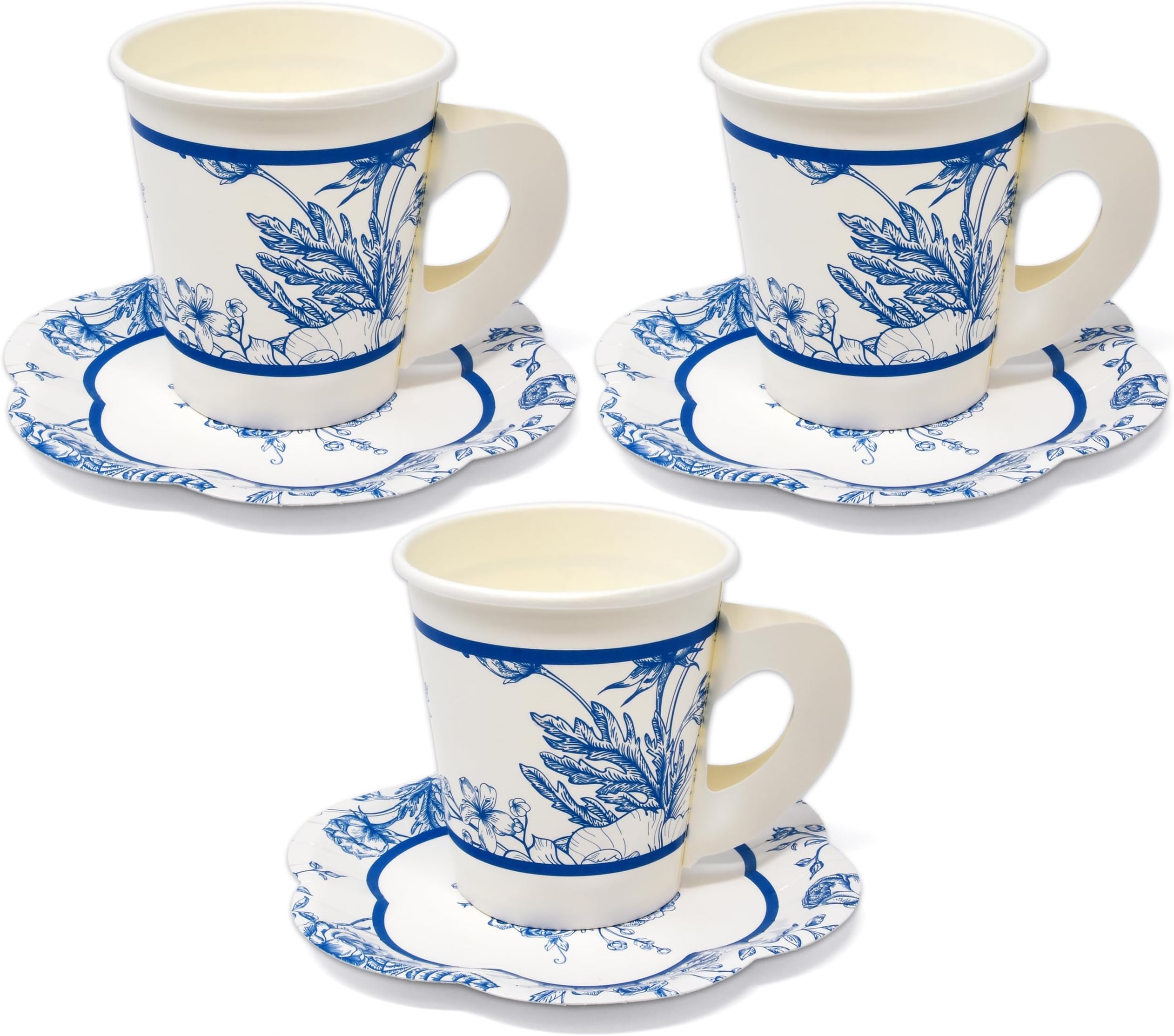 Amazon.com: Suttmin Disposable Tea Party Cups 9oz Floral Tea Cups and ...