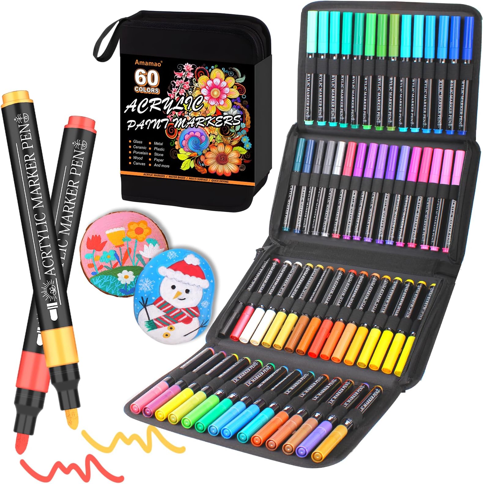 Amazon.com: 60 Colors Paint Markers Pens, Acrylic Markers with Medium ...