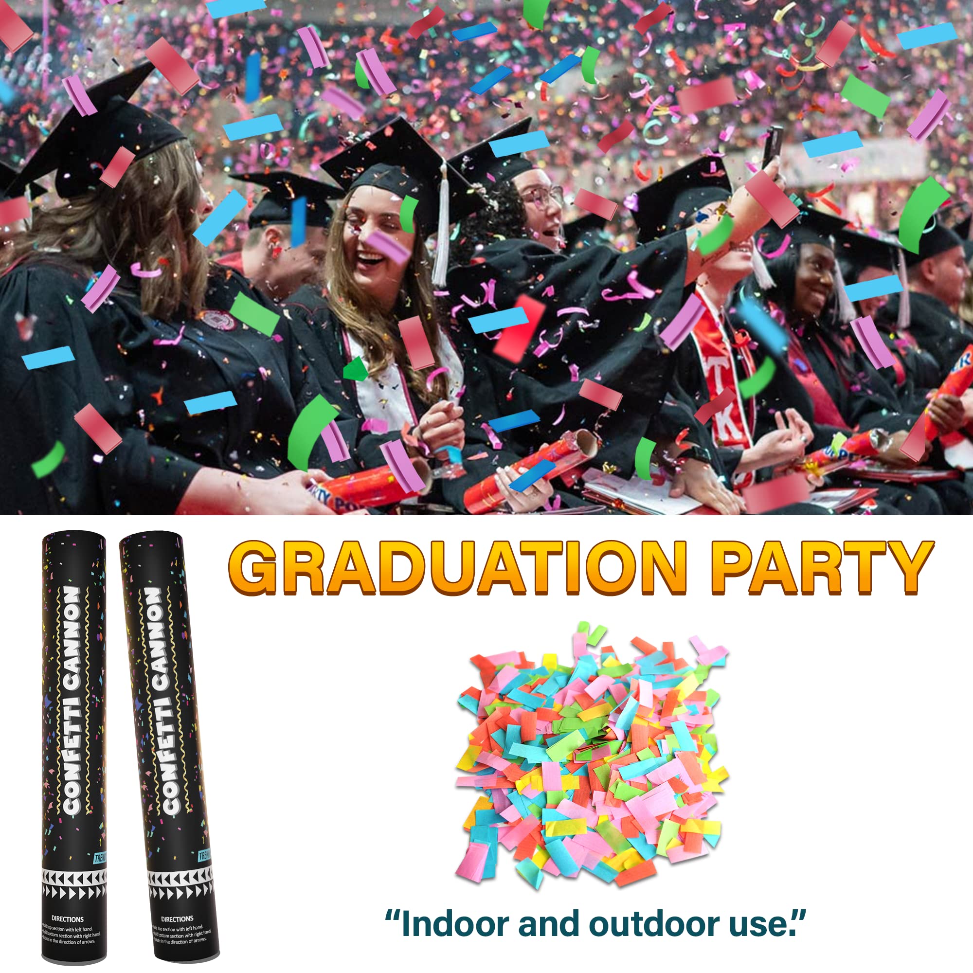 Confetti Cannon Party Poppers [6 Pack], Gift 3 Magnetic Photo Frames ...