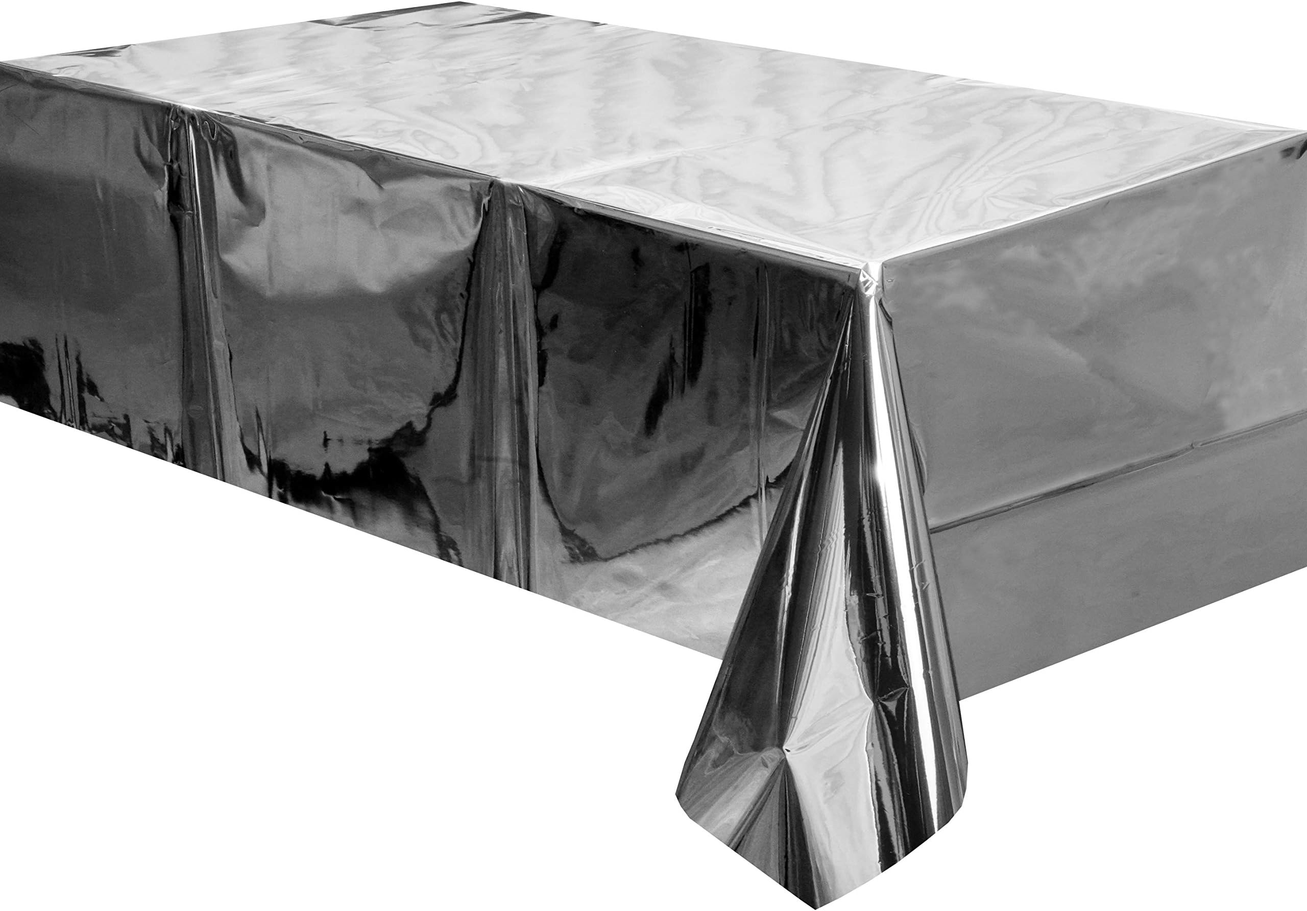 Amazon.com: Silver Foil Rectangular Table Cover (54" x 108") 1 Count ...