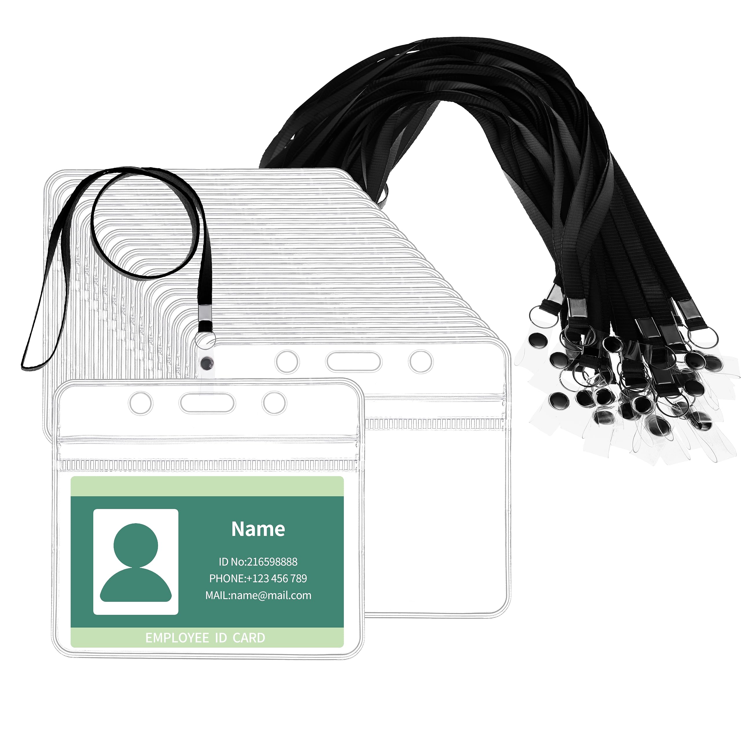 Amazon.com: RexID 50 Pcs Horizontal ID Holder Badges Name Tags ...