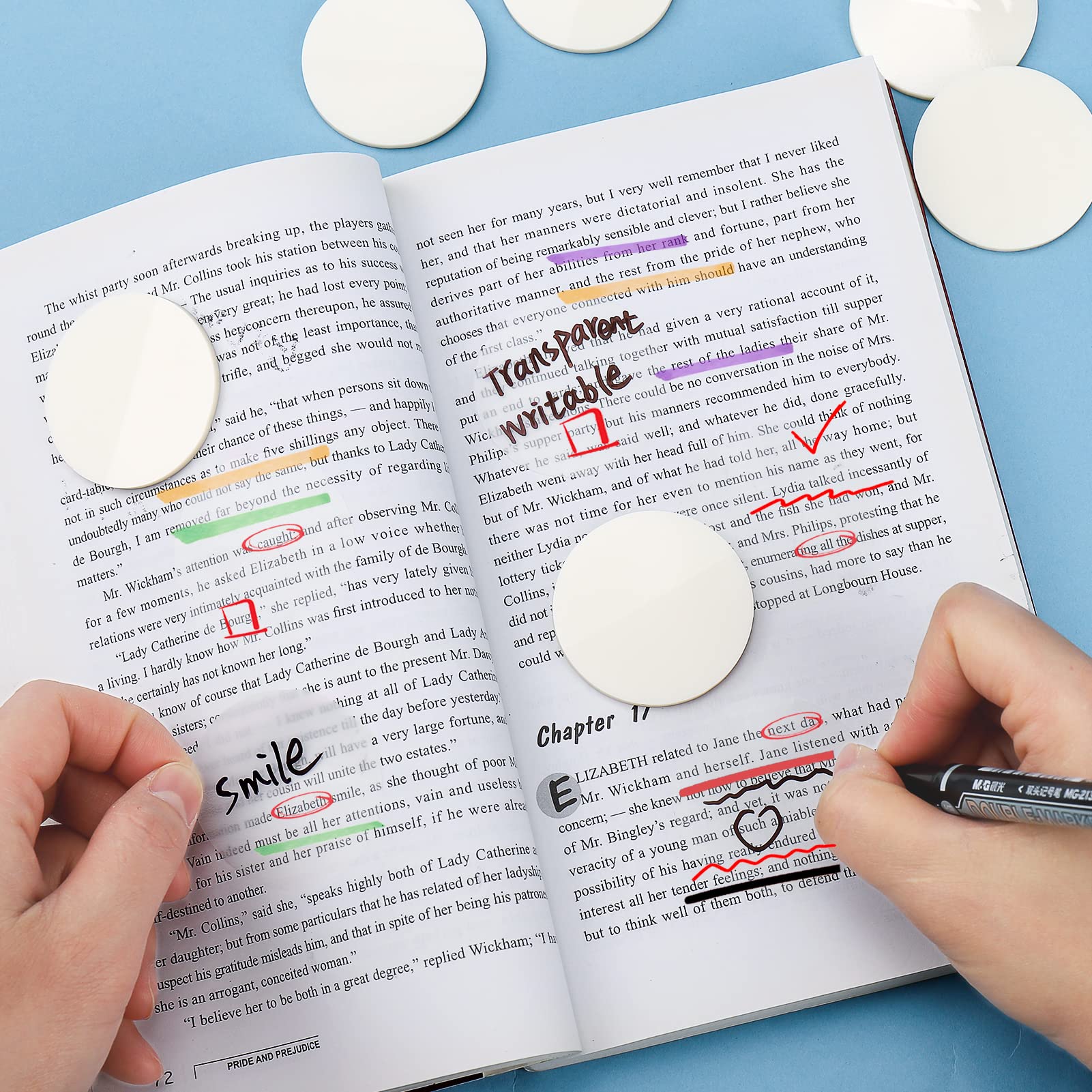 Snapklik.com : Transparent Sticky Notes, 300Pcs White Cute Round Clear ...