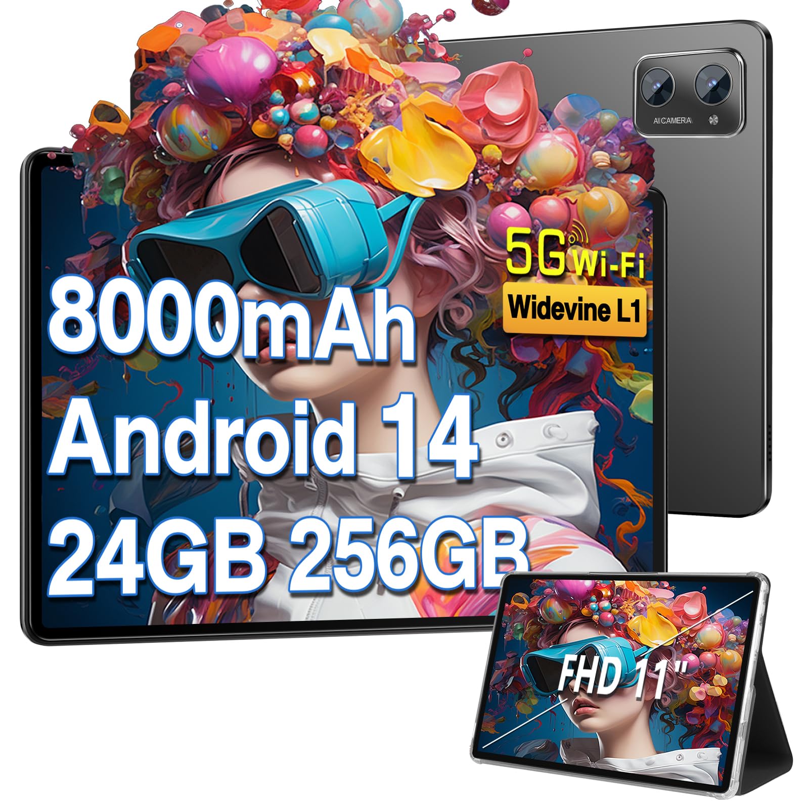 Snapklik.com : SUAAT Tablet 11 Inch Android 14 Tablets, 24GB RAM 256GB ...