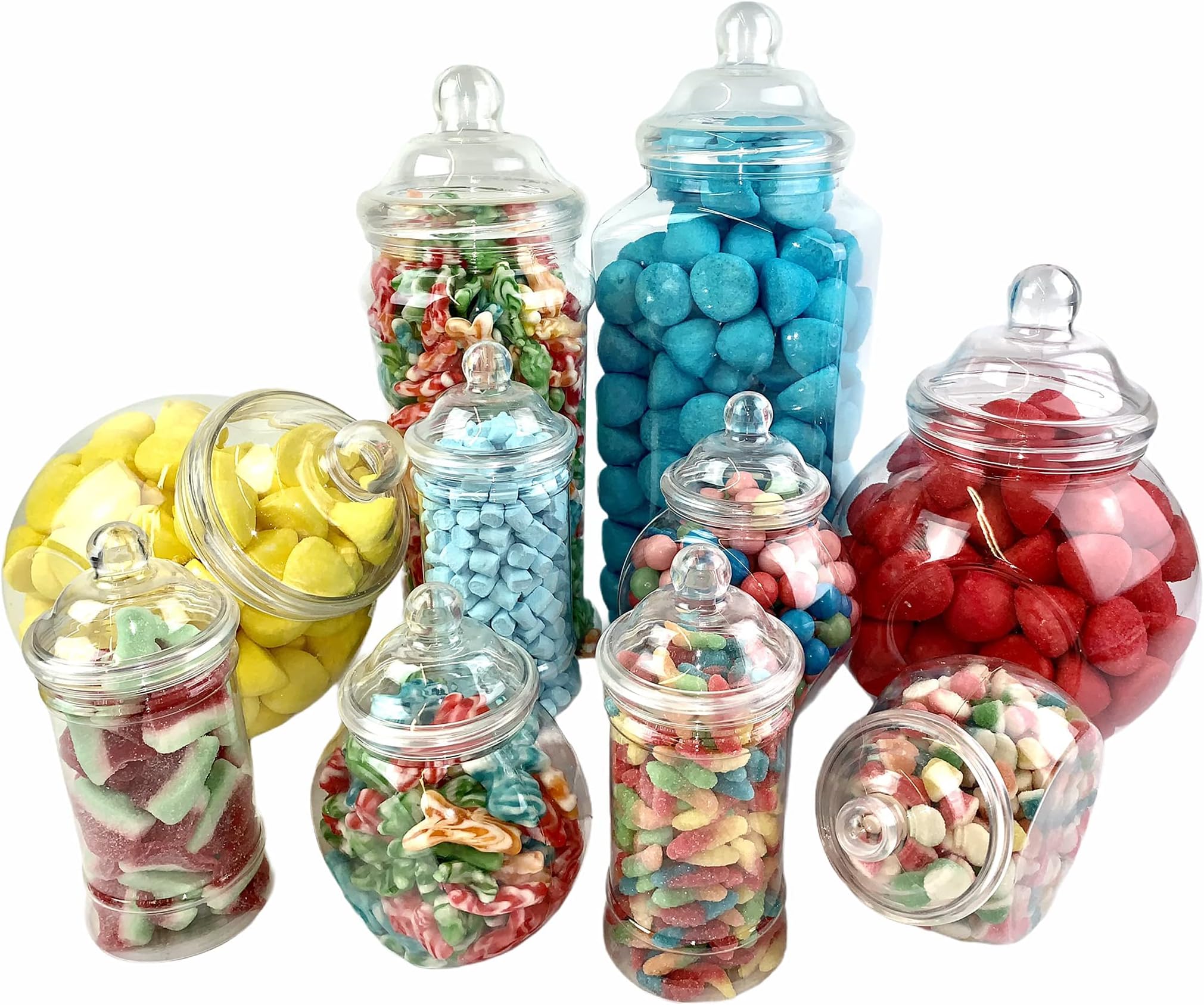 11 Retro Mixed Plastic Sweet Jars for Pick & Mix, Victorian Sweet Shop ...
