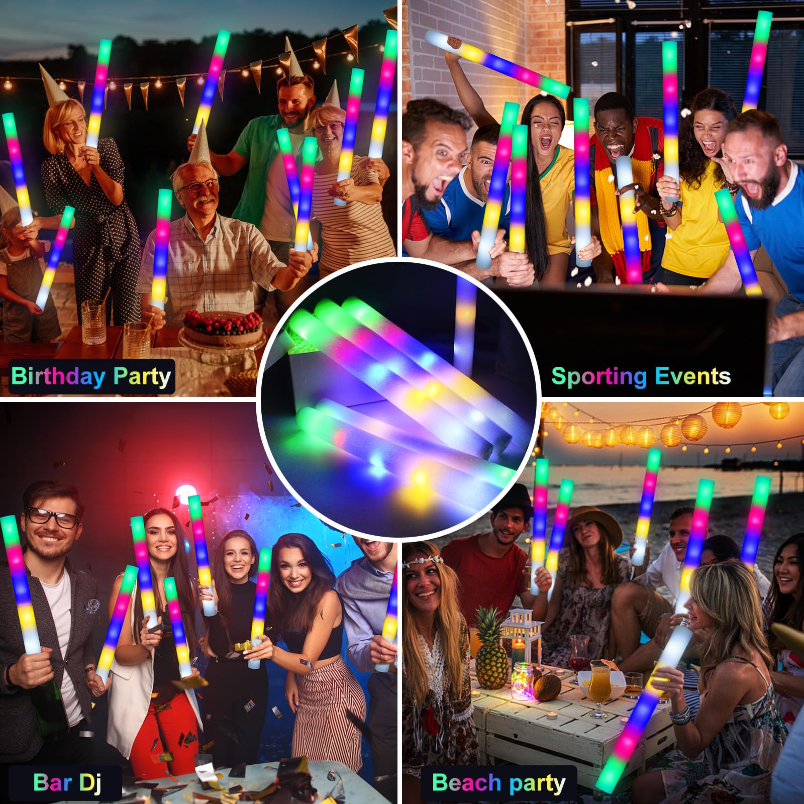 SHQDD Bulk Glow Sticks, 30 PCS Giant 16 Inch LED Foam Sticks, with 5 ...