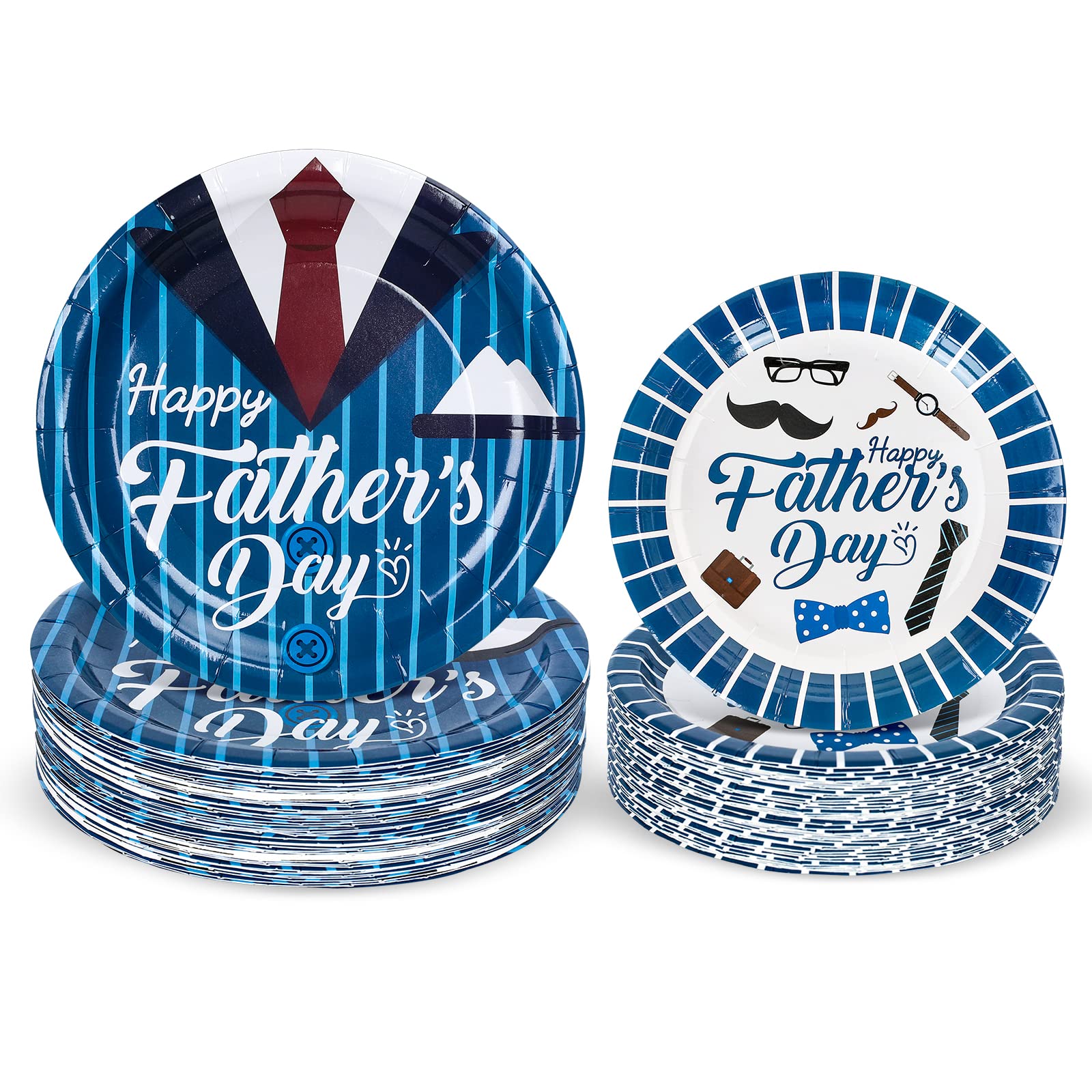 Amazon.com: Whaline 40Pcs Happy Father's Day Paper Plates Suit Tie ...