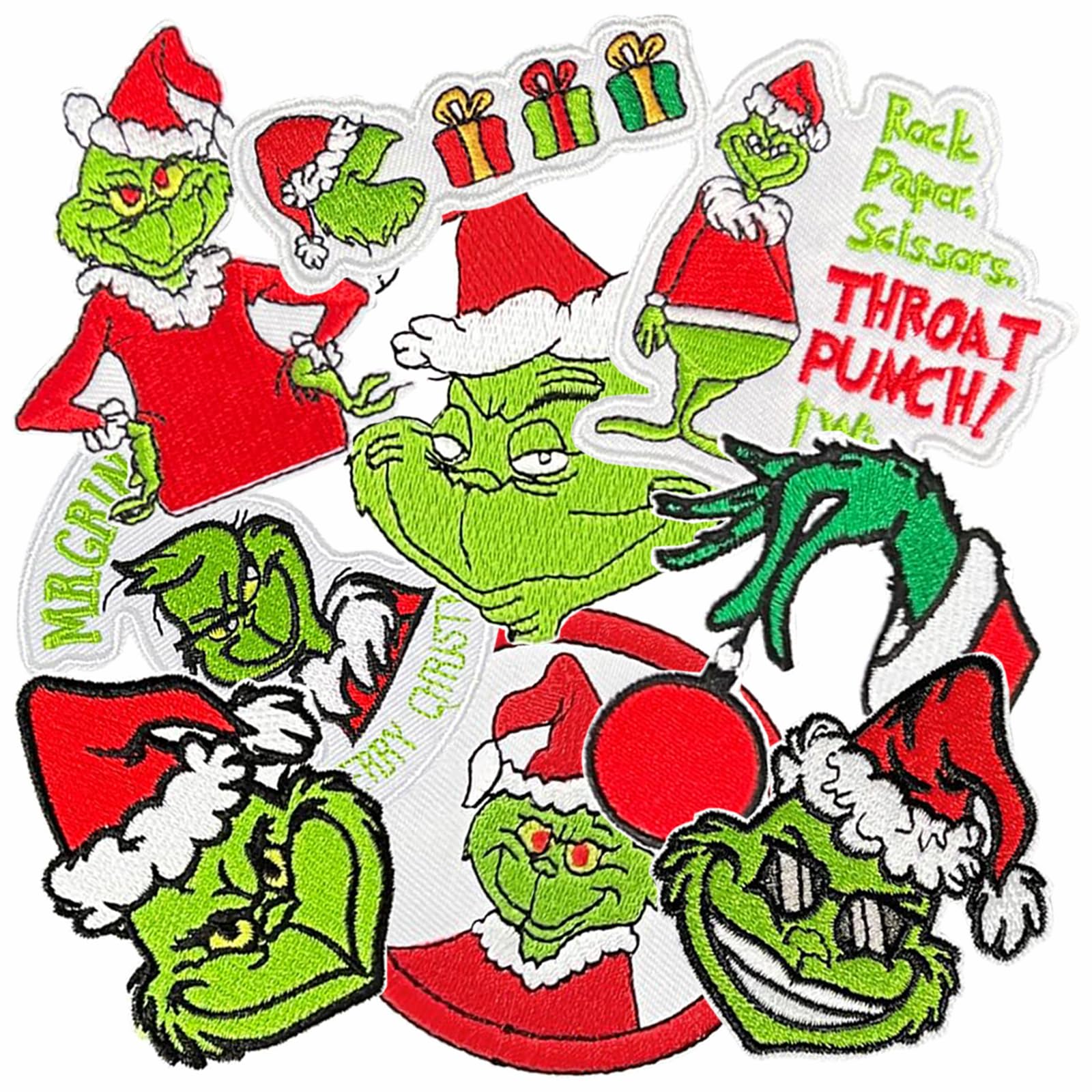 Amazon.com: WEUOPG 9pcs Christmas Iron on Patches, Grinchs Embroidered ...