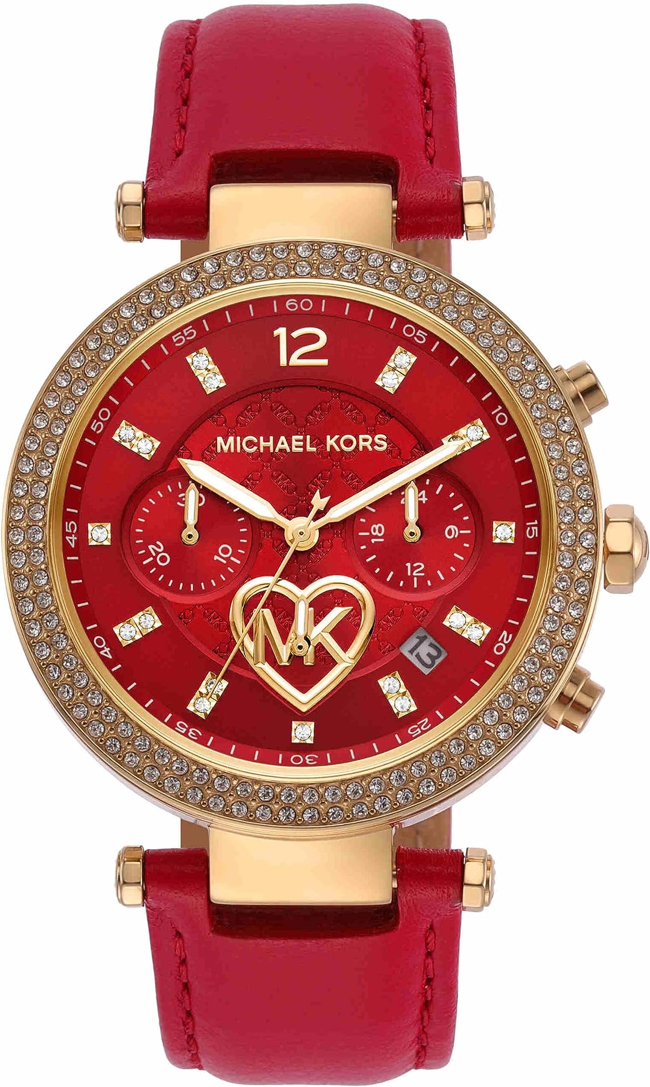 Michael Kors Leather Parker Analog Red Dial Women Watch-Mk2992, Red ...