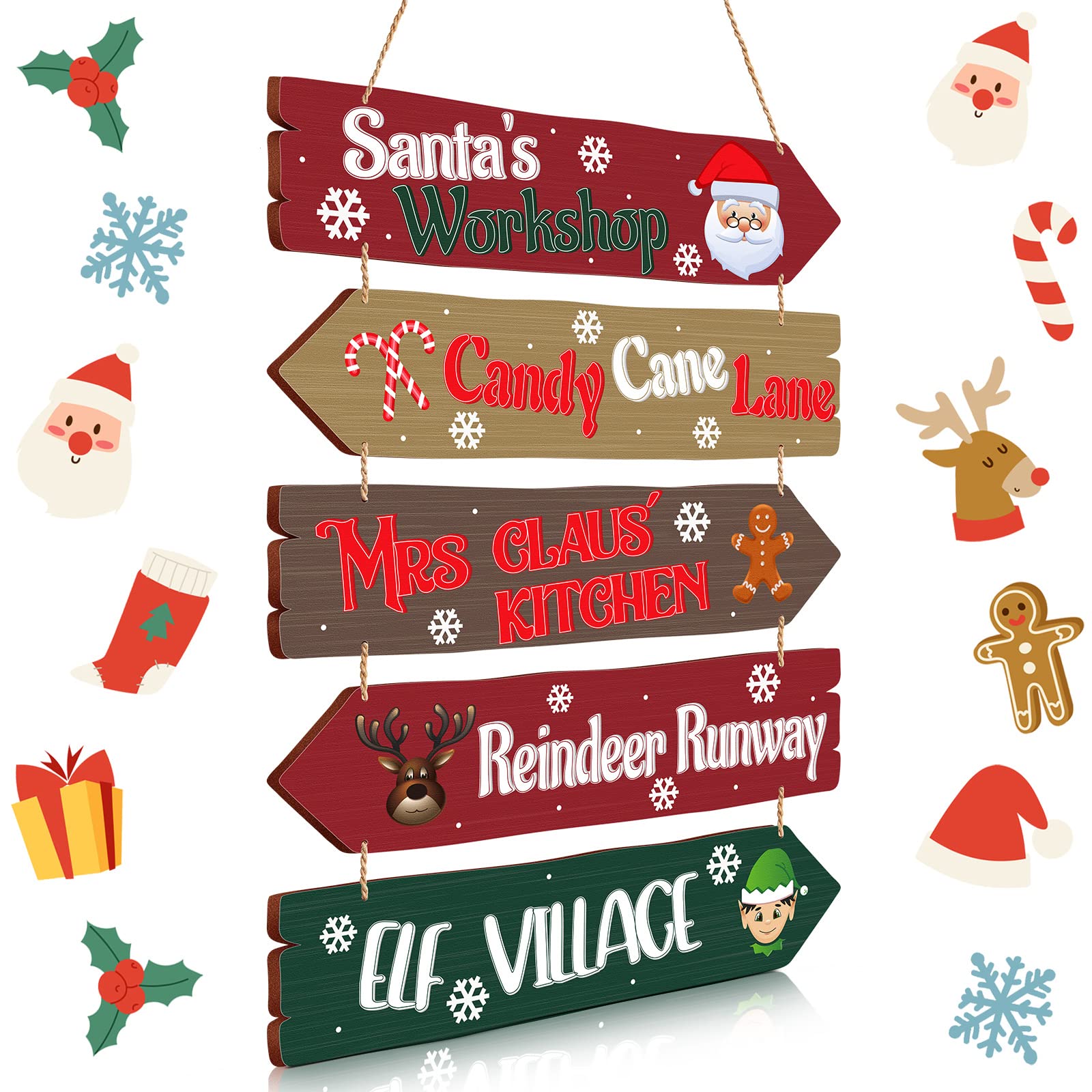 Amazon.com: Patelai Christmas Hanging Arrow Wood Door Sign Decorations ...