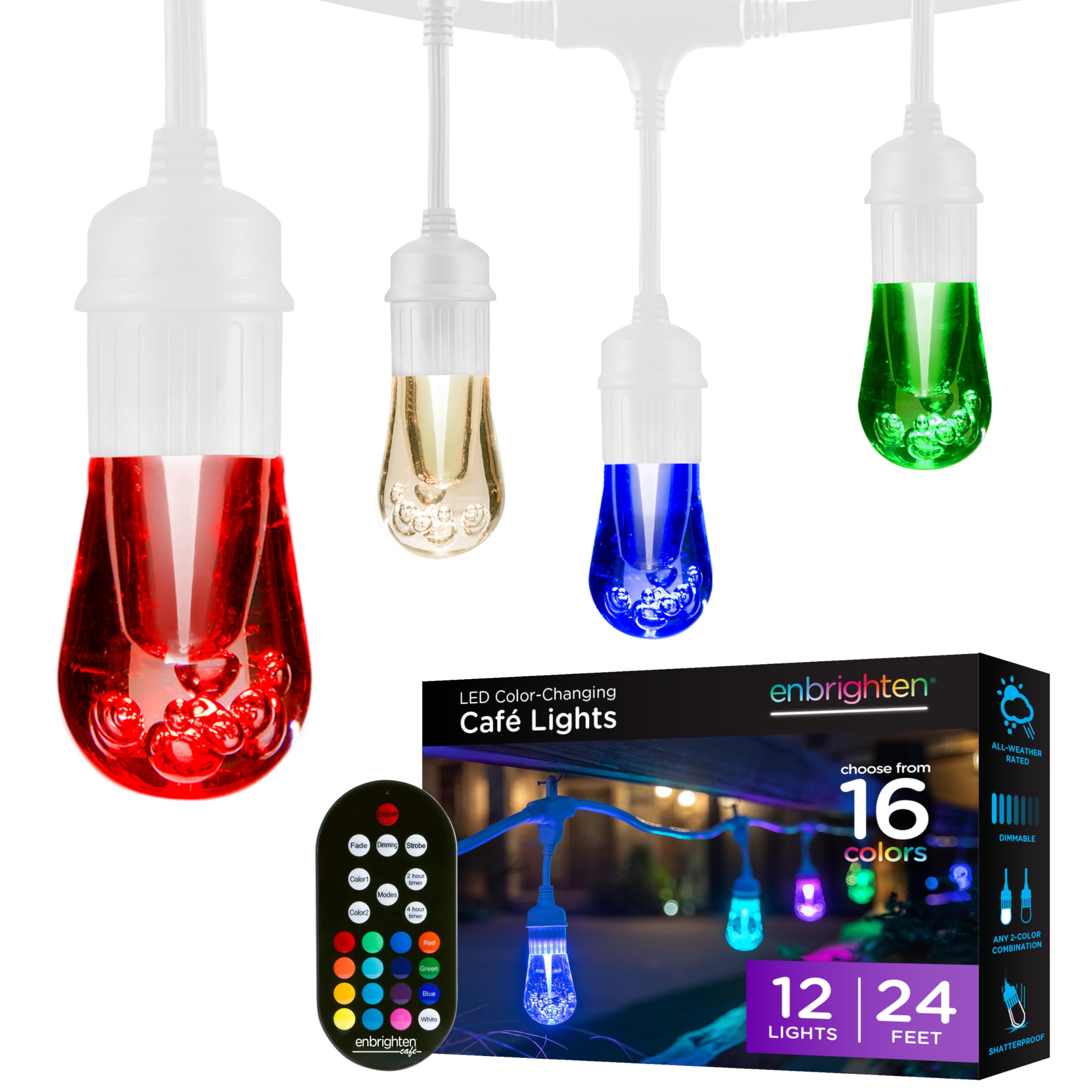 Snapklik.com : Premium Color Changing String Lights, 24ft White Cord ...