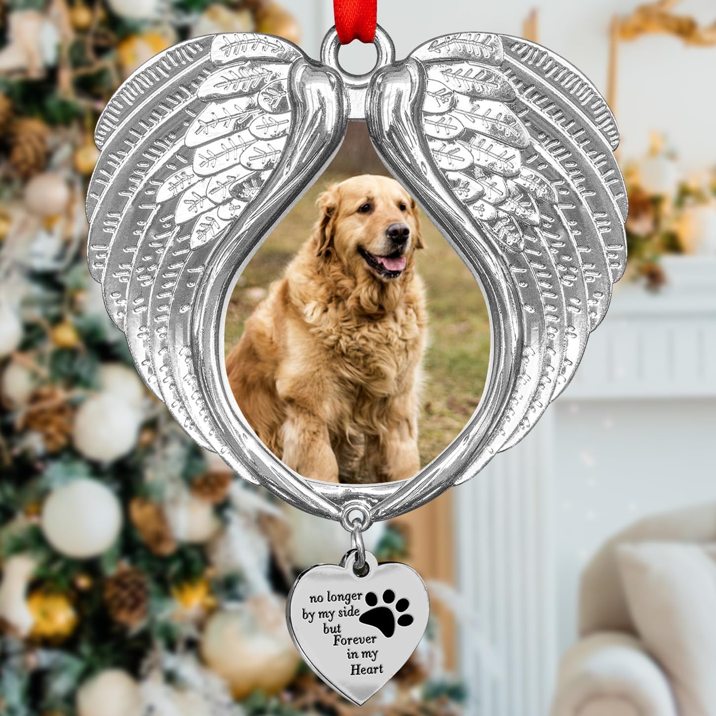 Pet Memorial Gifts - Dog or Cat Memorial Christmas Angel Wings Photo ...