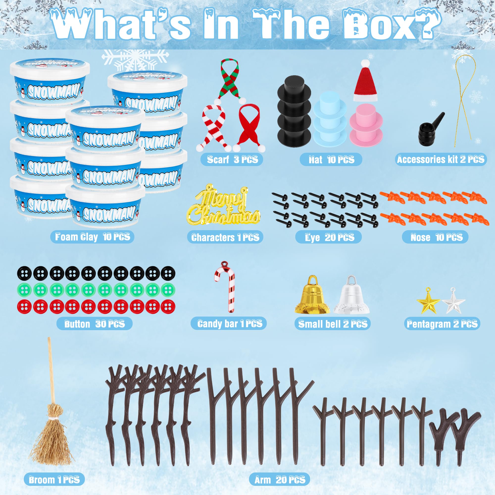 Snapklik.com : Snowman Crafts For Kids, 10 Pack Christmas Craft DIY ...