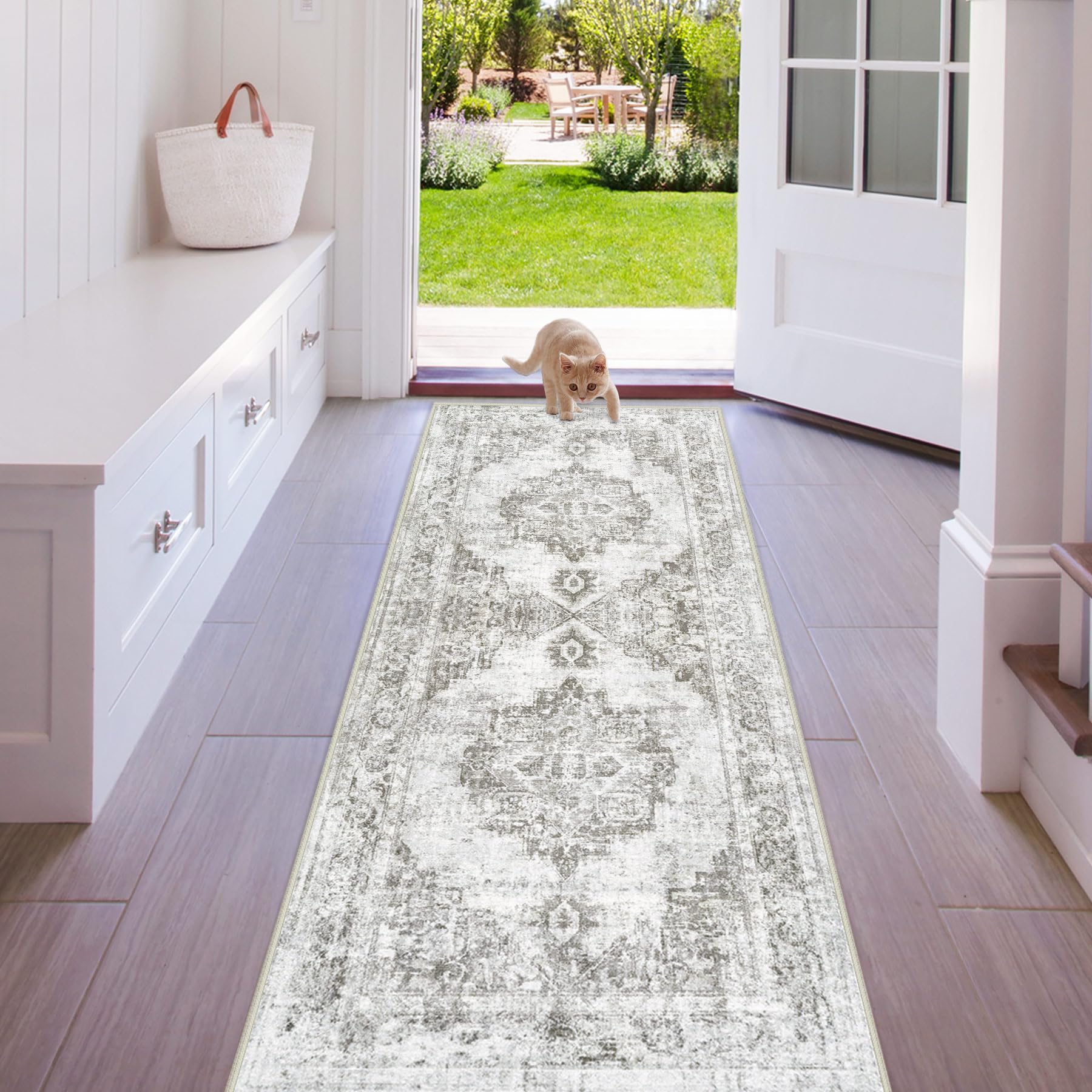 Amazon.com: Area Rug 2x6 Runner Rug: Washable Vintage Hallway Rug ...
