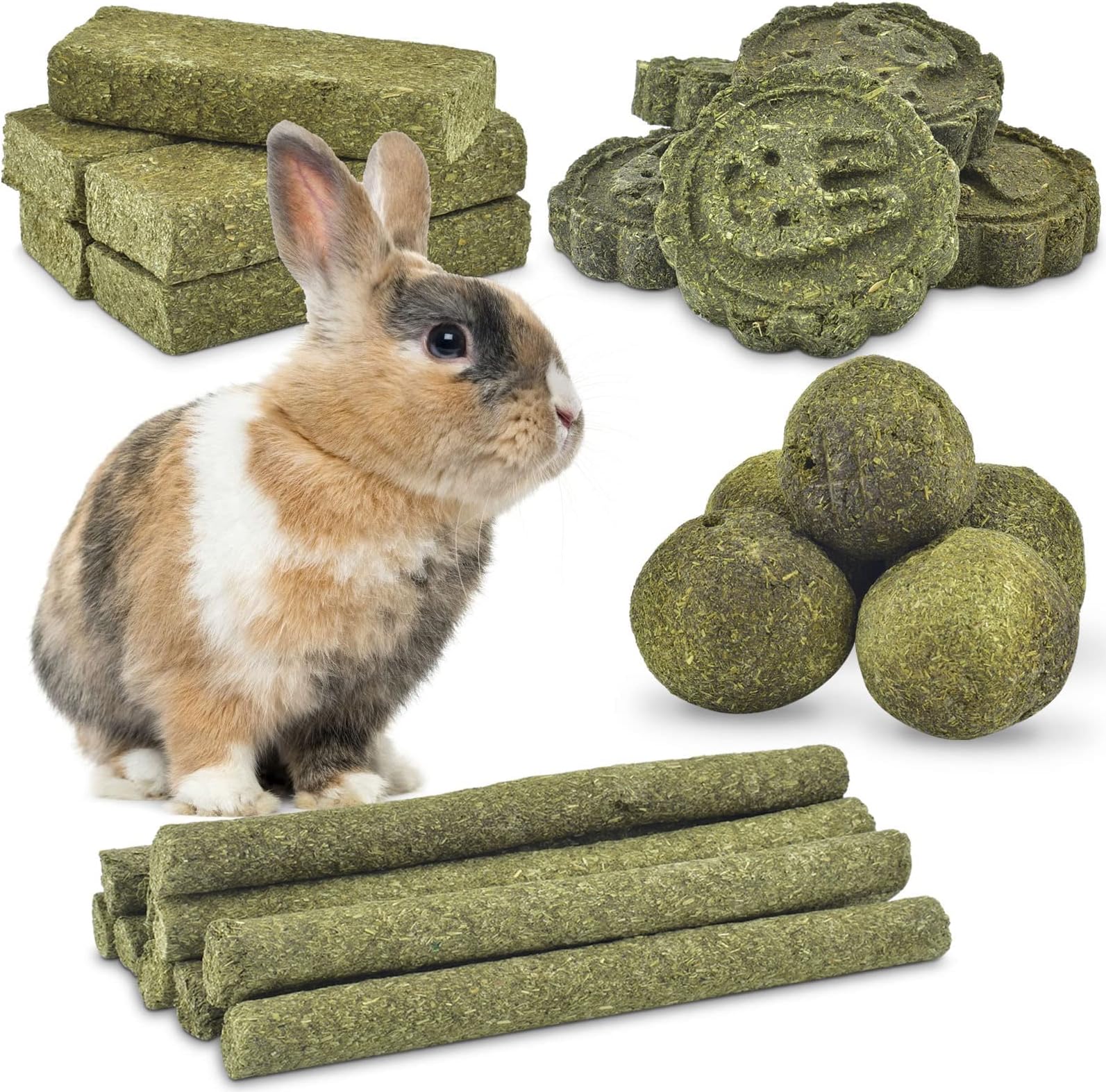 Amazon.com : ERKOON 25Pcs Bunny Chew Toys, 100% Natural Timothy Hay ...