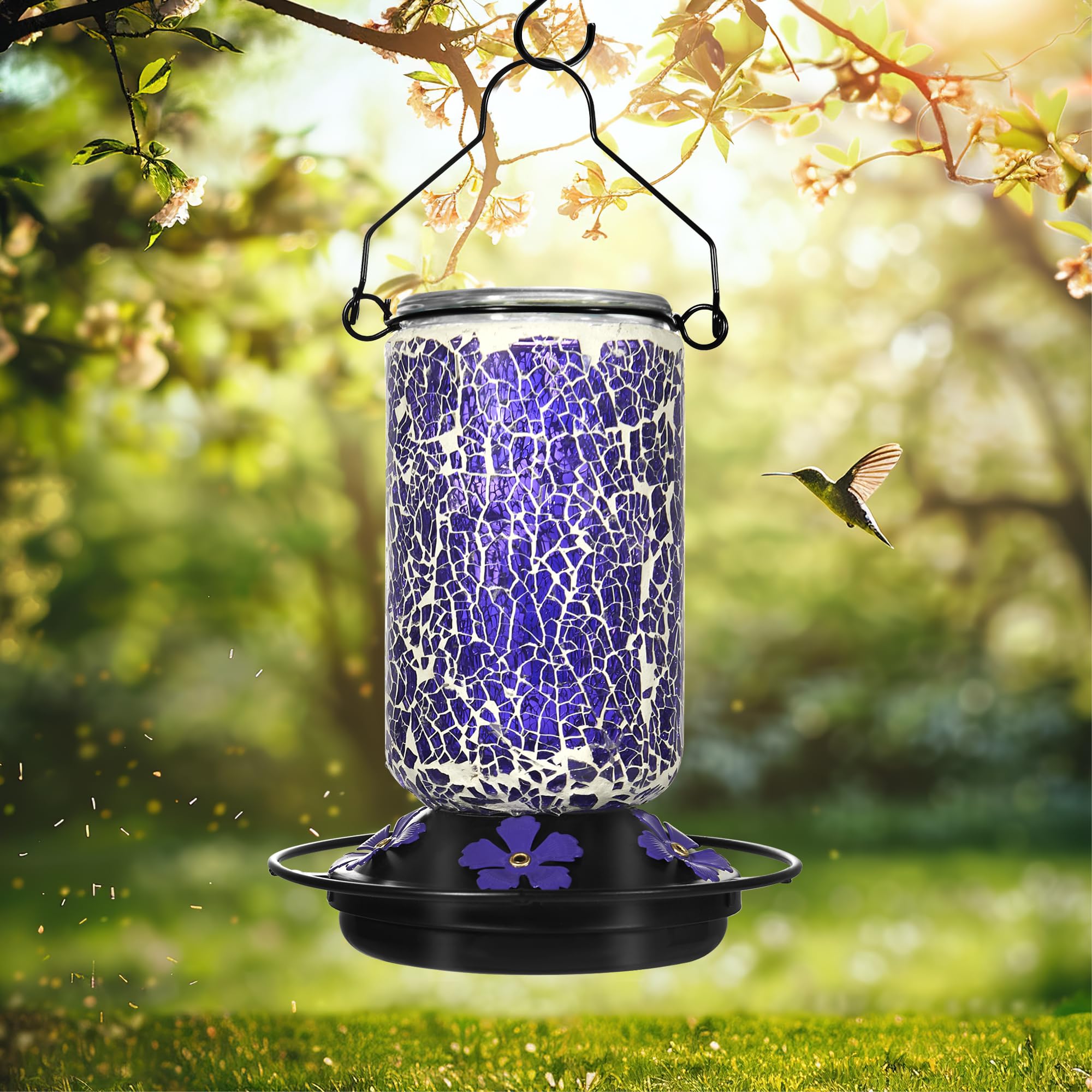 Snapklik.com : Glass Hummingbird Feeder,Purple Hummingbird Feeders For ...