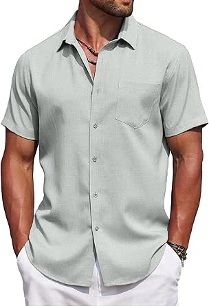 COOFANDY Men's Summer Beach Vacation Shirt Casual Button Down Short Sleeve Shirt Hawaiian ...