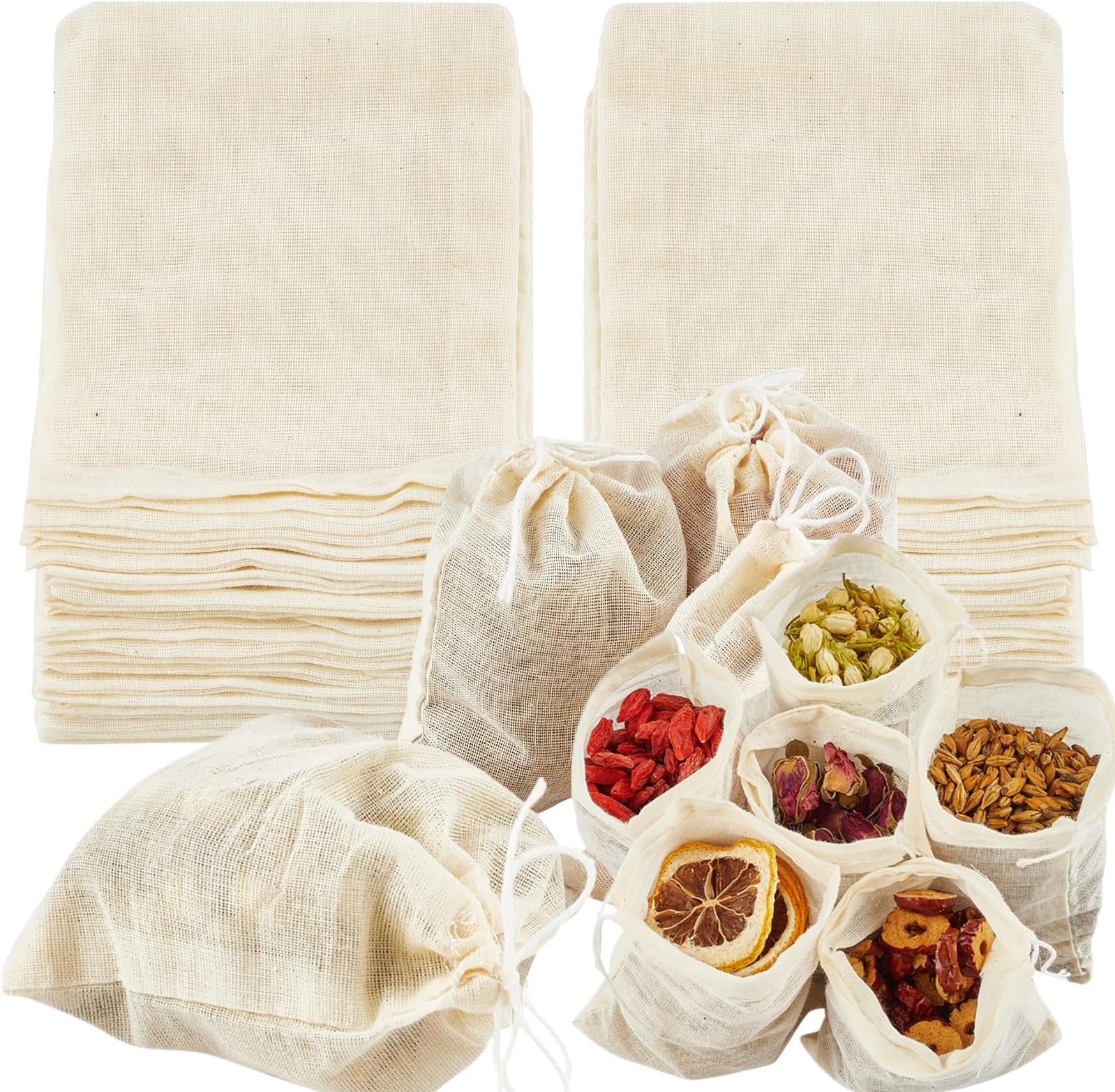 Amazon.com: TUZAZO 50 Pack Reusable Drawstring Cotton Soup Bags ...