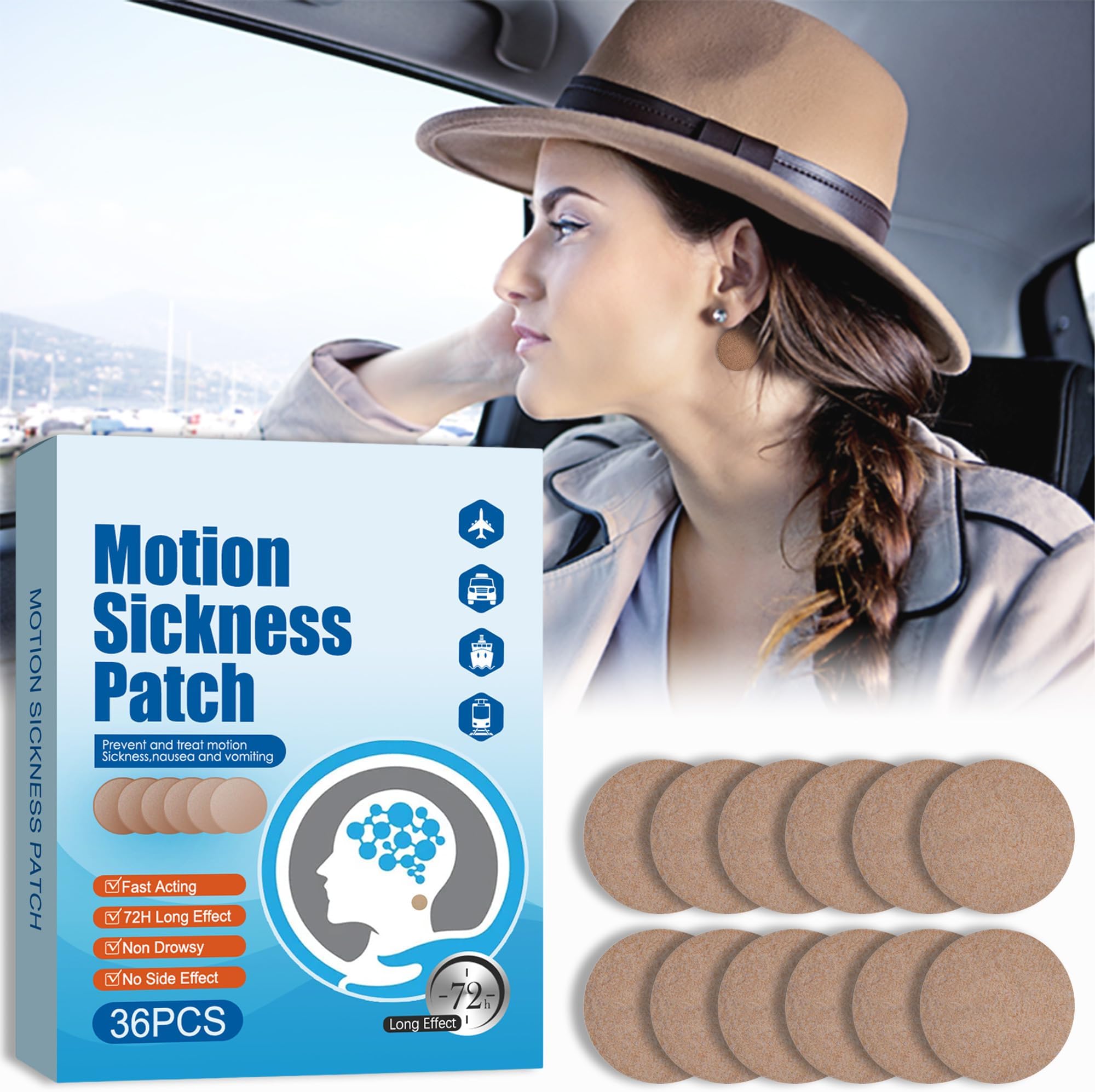 Amazon.com: 48 Counts Motion Sickness Patches & Sea Sickness Bands for ...