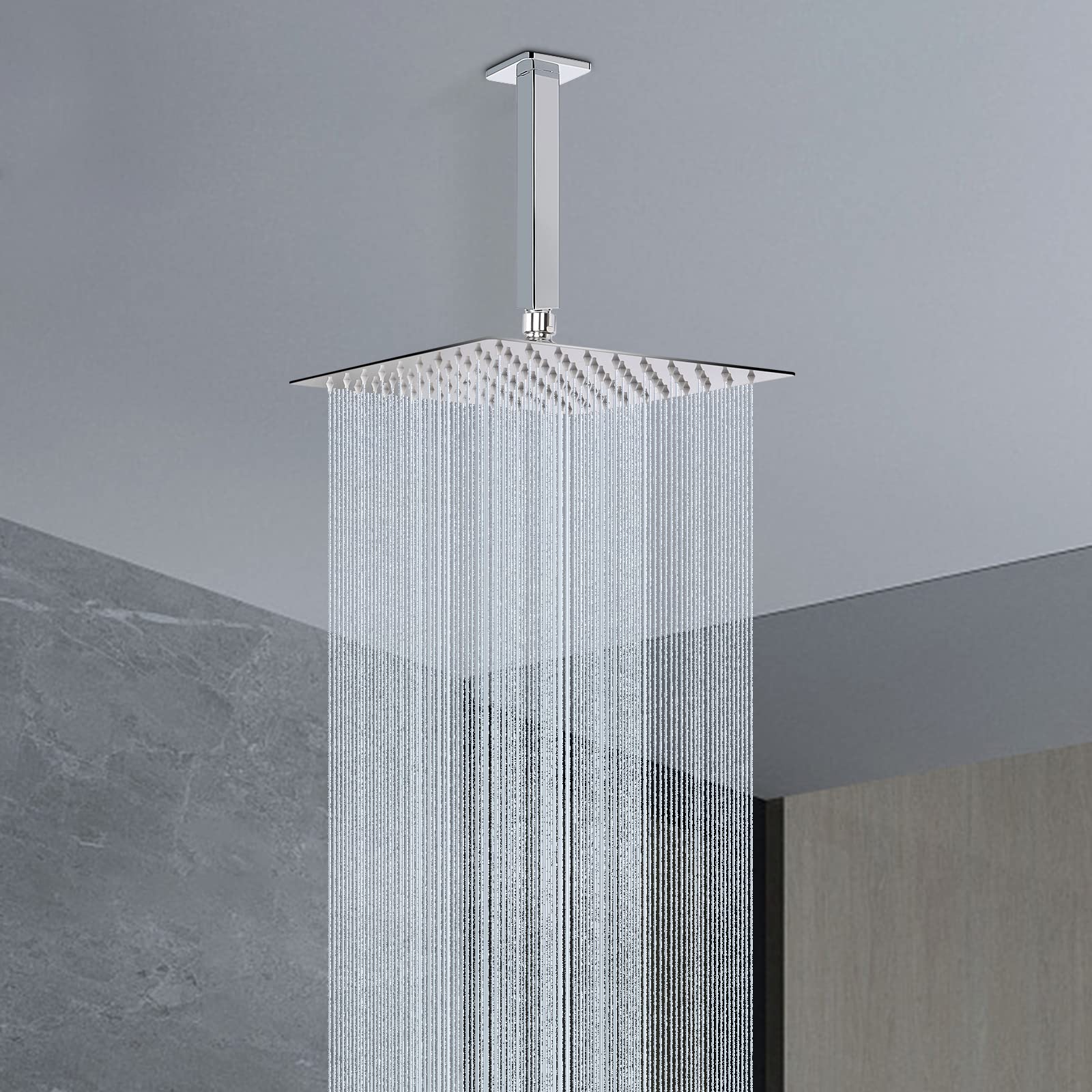 Snapklik.com : HarJue Ceiling Mounted Shower Arm, Rain Shower Square ...