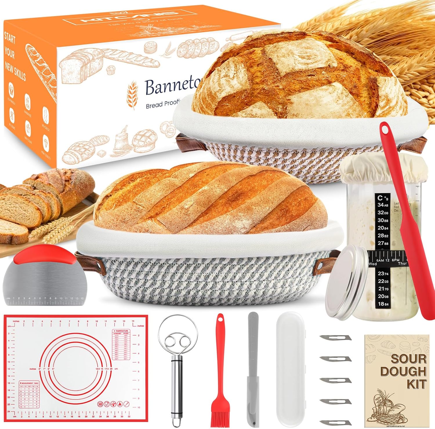 Amazon.com: Sourdough Bread Baking Supplies, Complete Sourdough Starter ...
