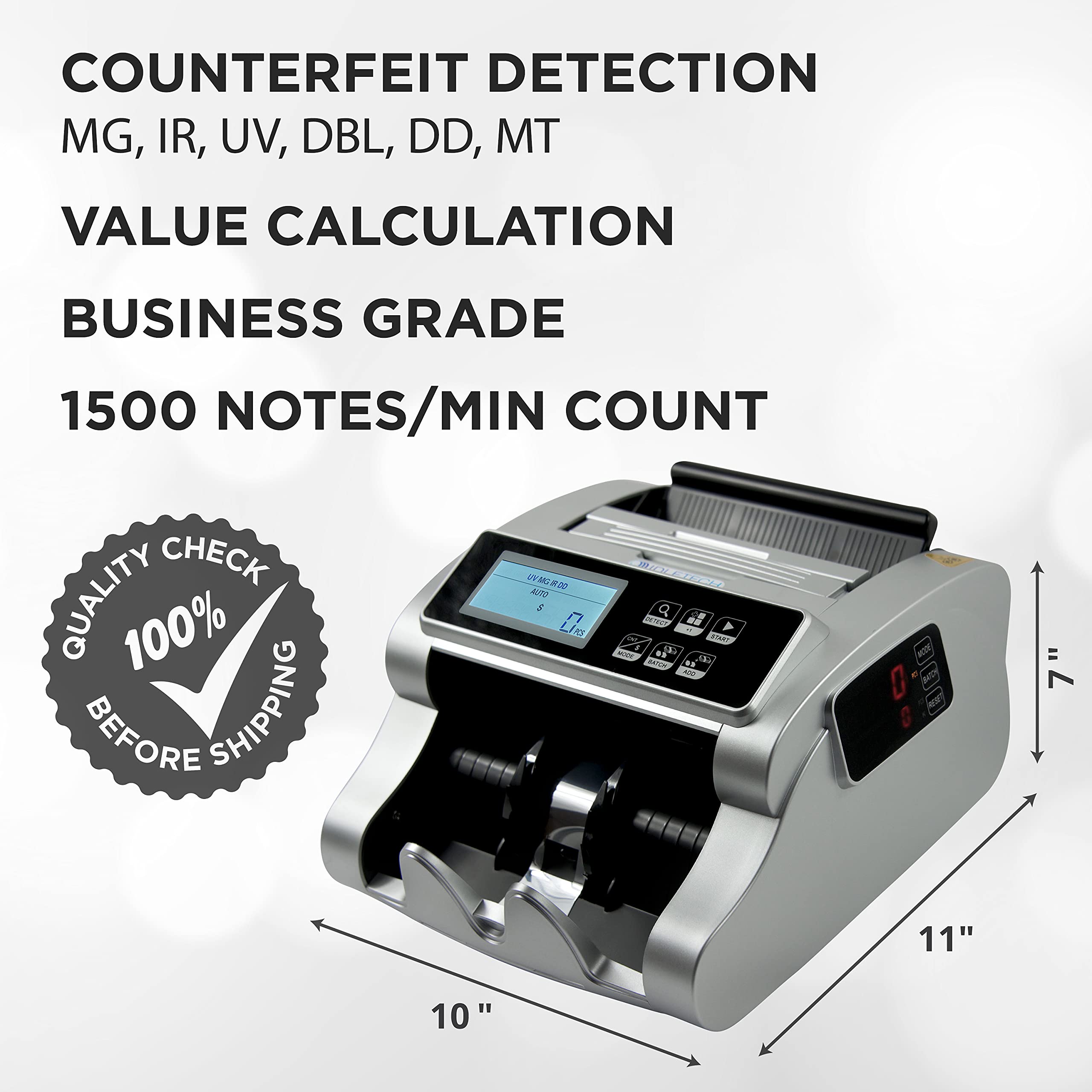 IDLETECH BC-1100 Money Counter Machine with Value Calculation ...