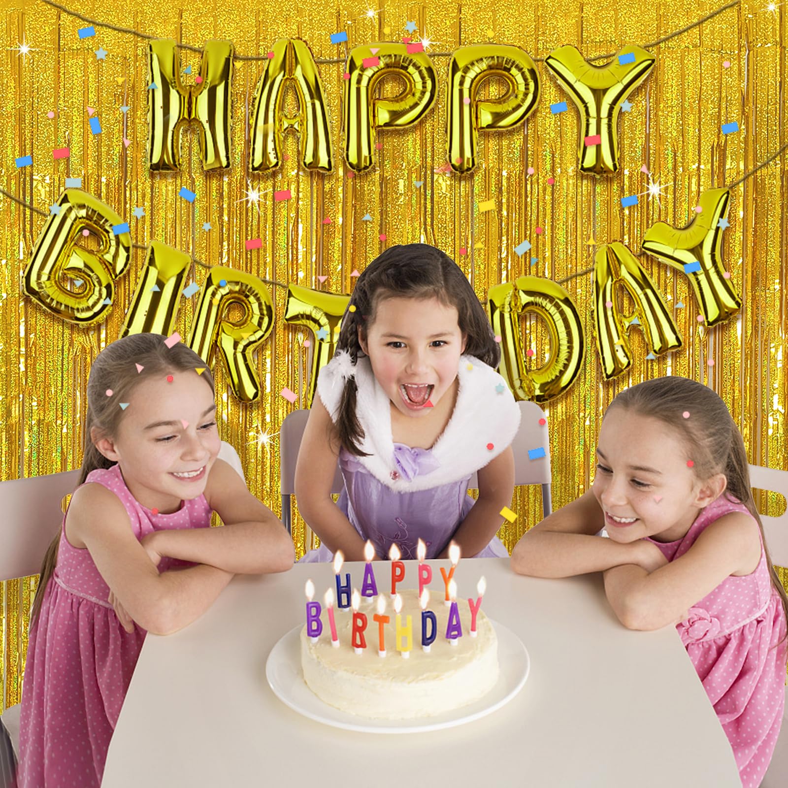 Snapklik.com : Tinsel Curtain Party Backdrop Gold Birthday Party ...