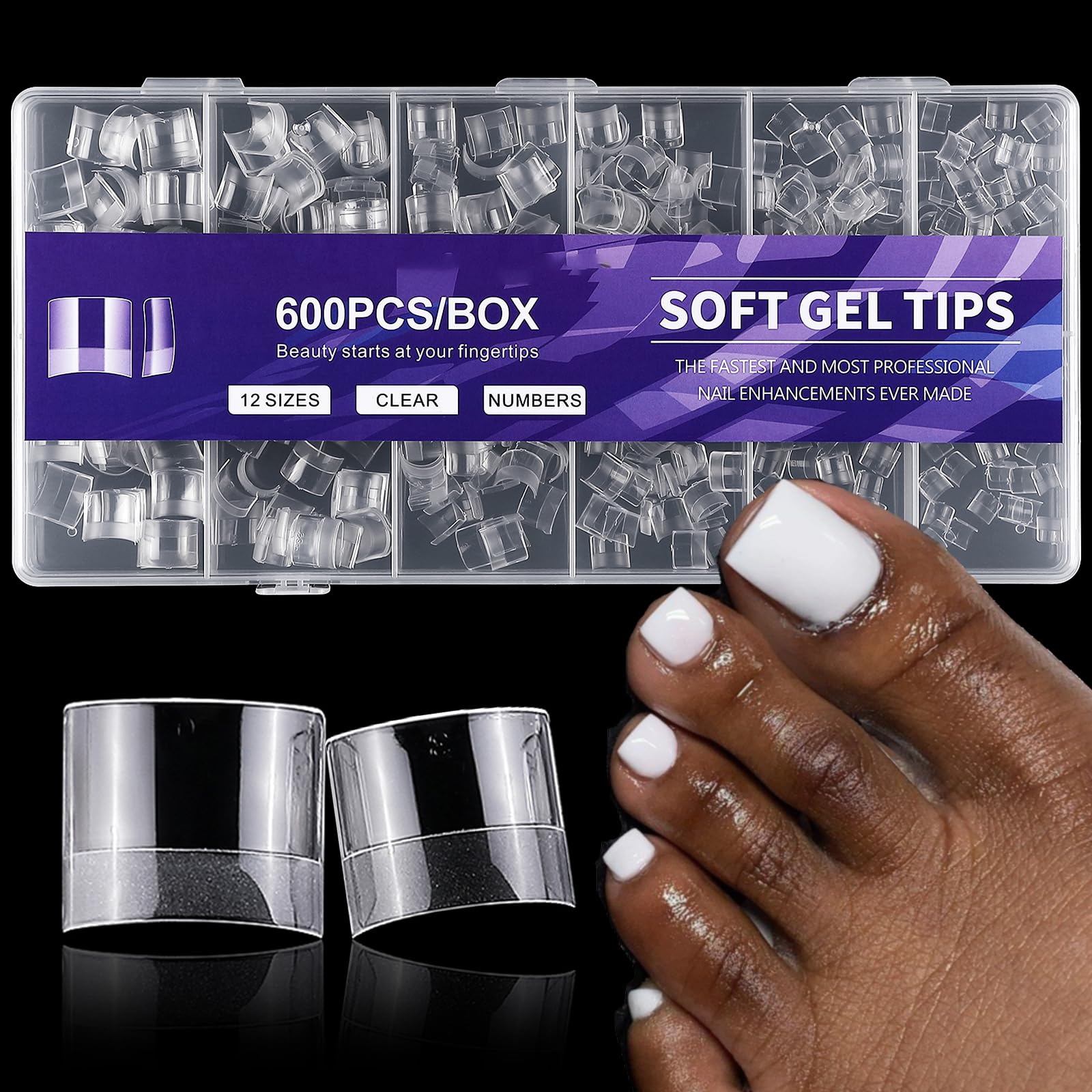Amazon.com: AddFavor Toe Nail Tips, 600pcs Soft Gel X Nail Tips ...