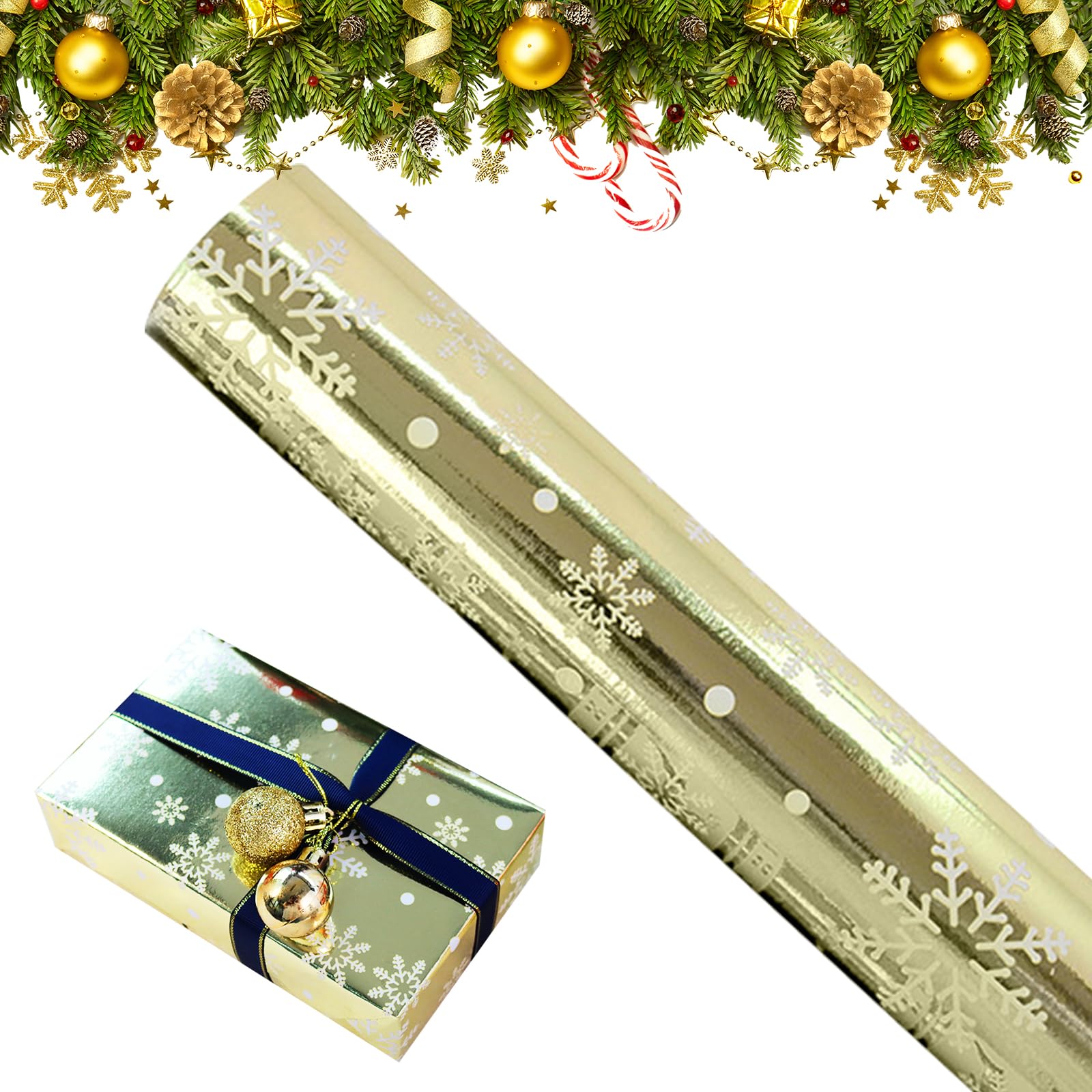 43cm *15m Christmas Wrapping Paper Foil Christmas Wrapping Paper Rolls ...
