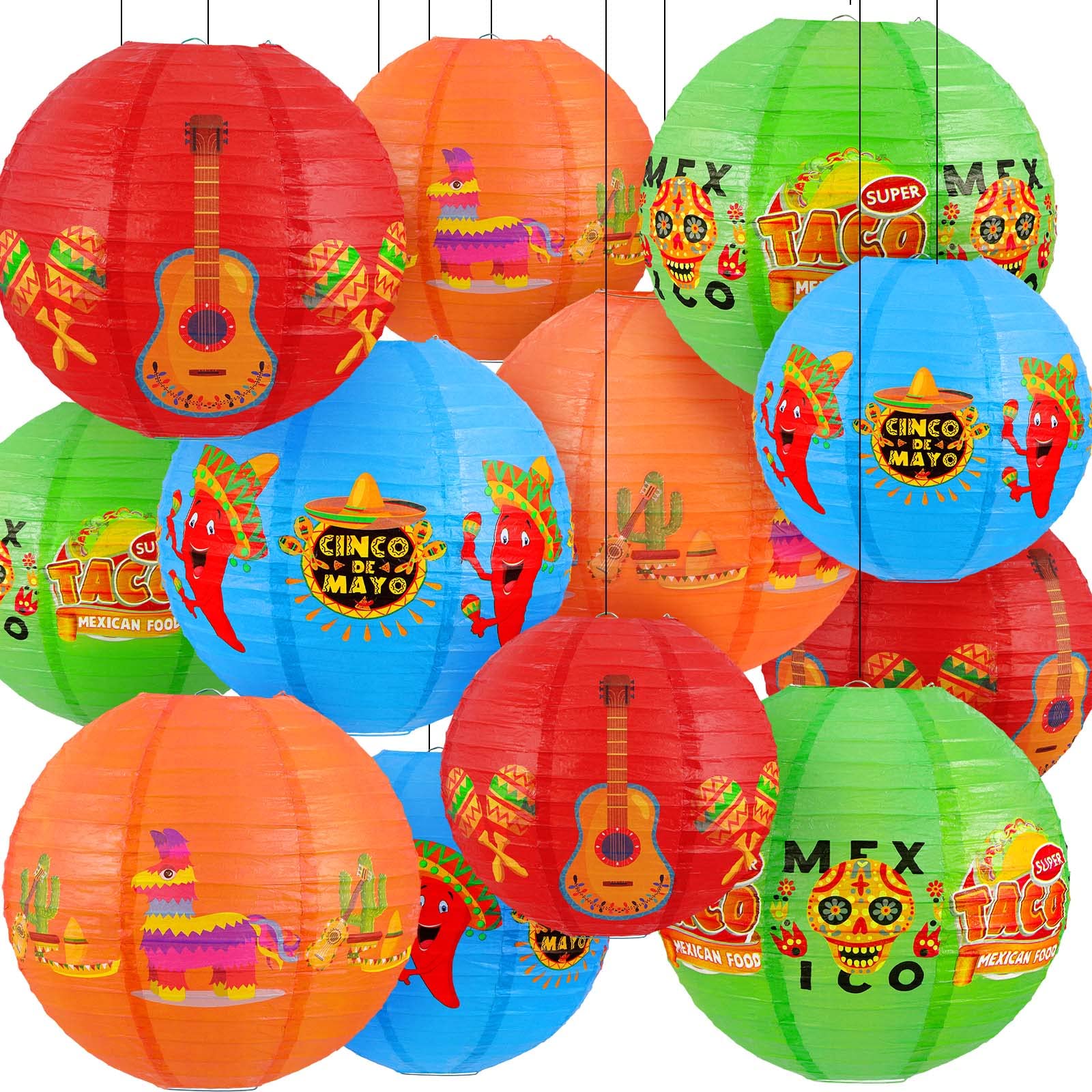 Snapklik.com : 24 Pcs Mexicano Paper Lanterns Mexicano Party ...