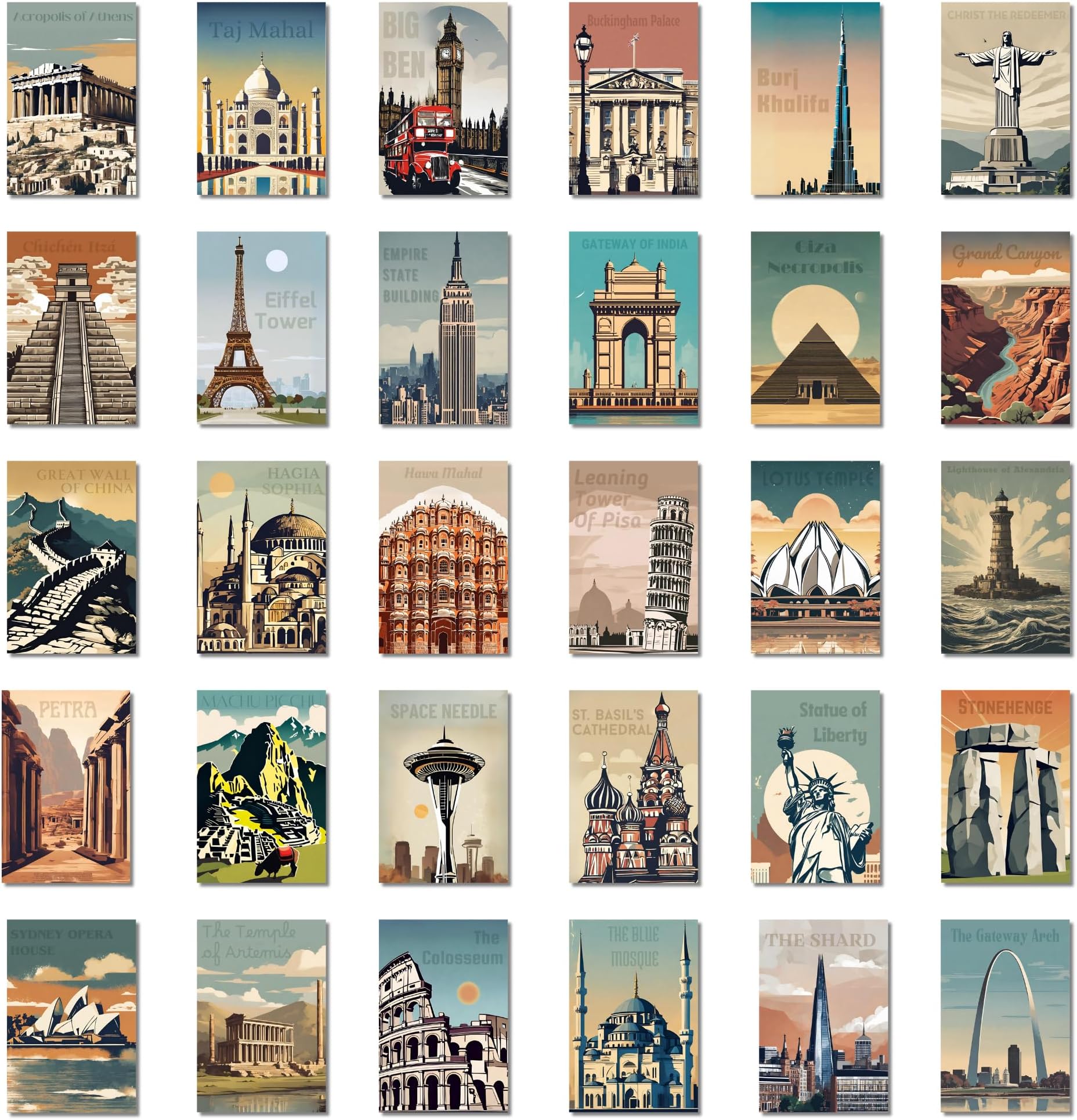 PAPER PLANE DESIGN Set of 50 Travel theme posters, adventure wall ...