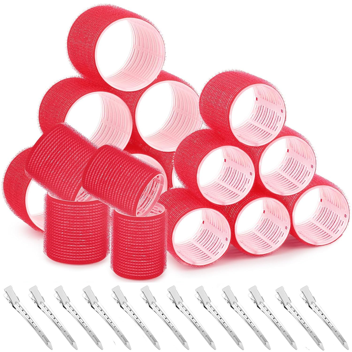 Amazon.com : 24Pcs Jumbo Hair Curlers Rollers, Self Grip Hair Roller ...