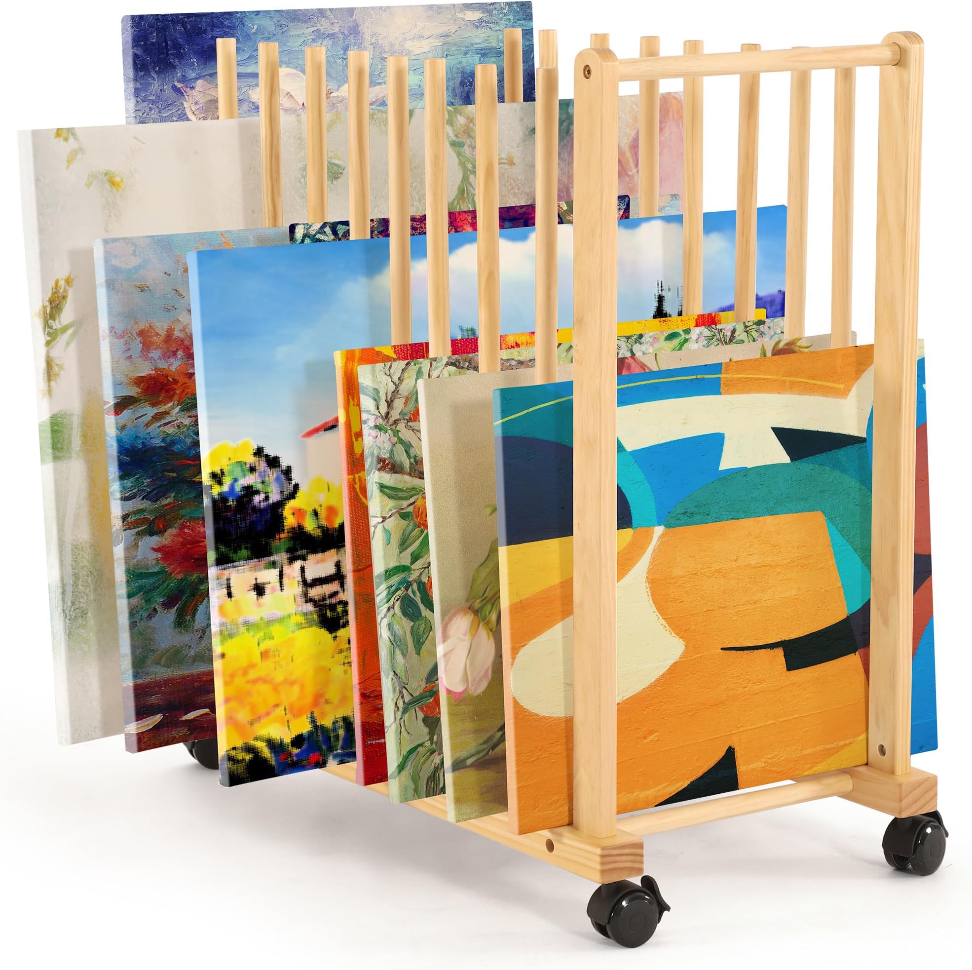 Amazon.com: VISWIN Art Storage Rack with Casters & Handle - Wooden ...