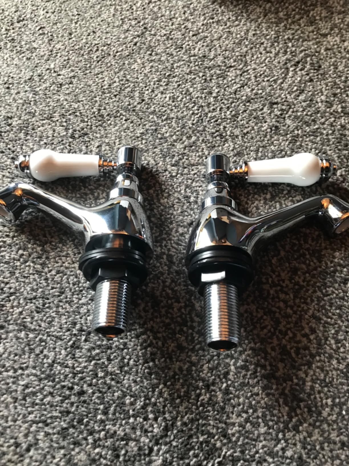 Traditional Ceramic Lever 1/2" Basin Bathroom Sink Taps Pair Chrome ...