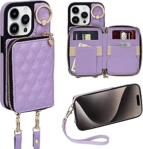 Amazon.com: Keallce Case for iPhone 14 Pro 6.1'' Wallet Case, Crossbody Zipper Purse with ...