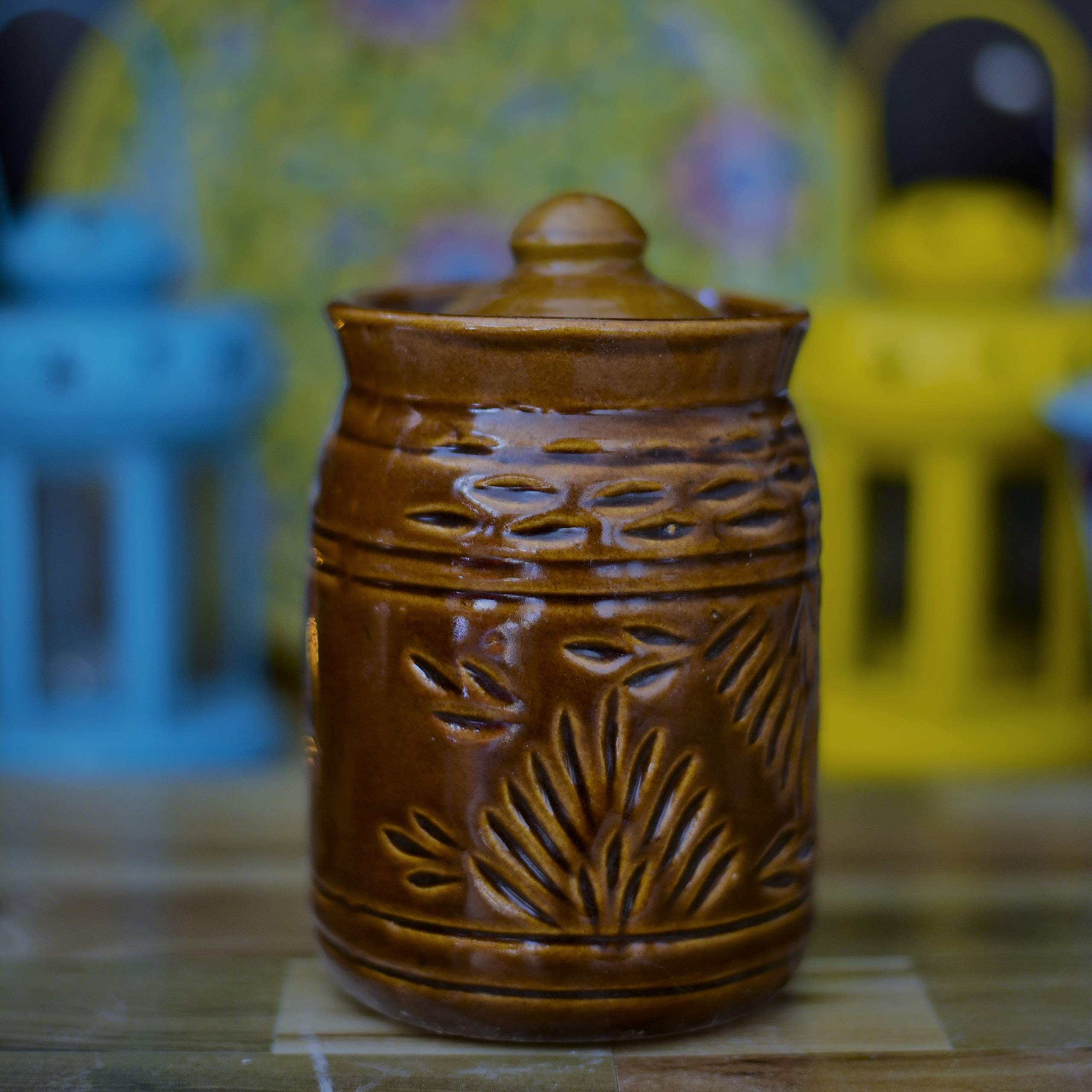 THE HIMALAYA CRAFT Cream Pottery Hand Paintaed Ceramic Cornichon ...