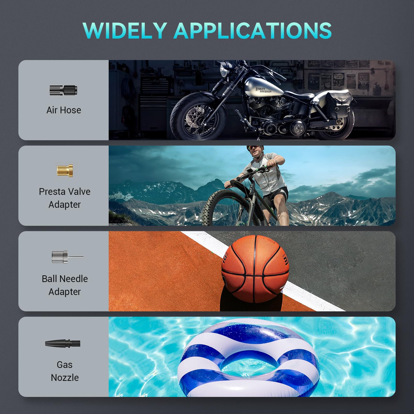 NUSTE Cordless Tire Inflator Portable Air Compressor, 150PSI 2X Faster ...