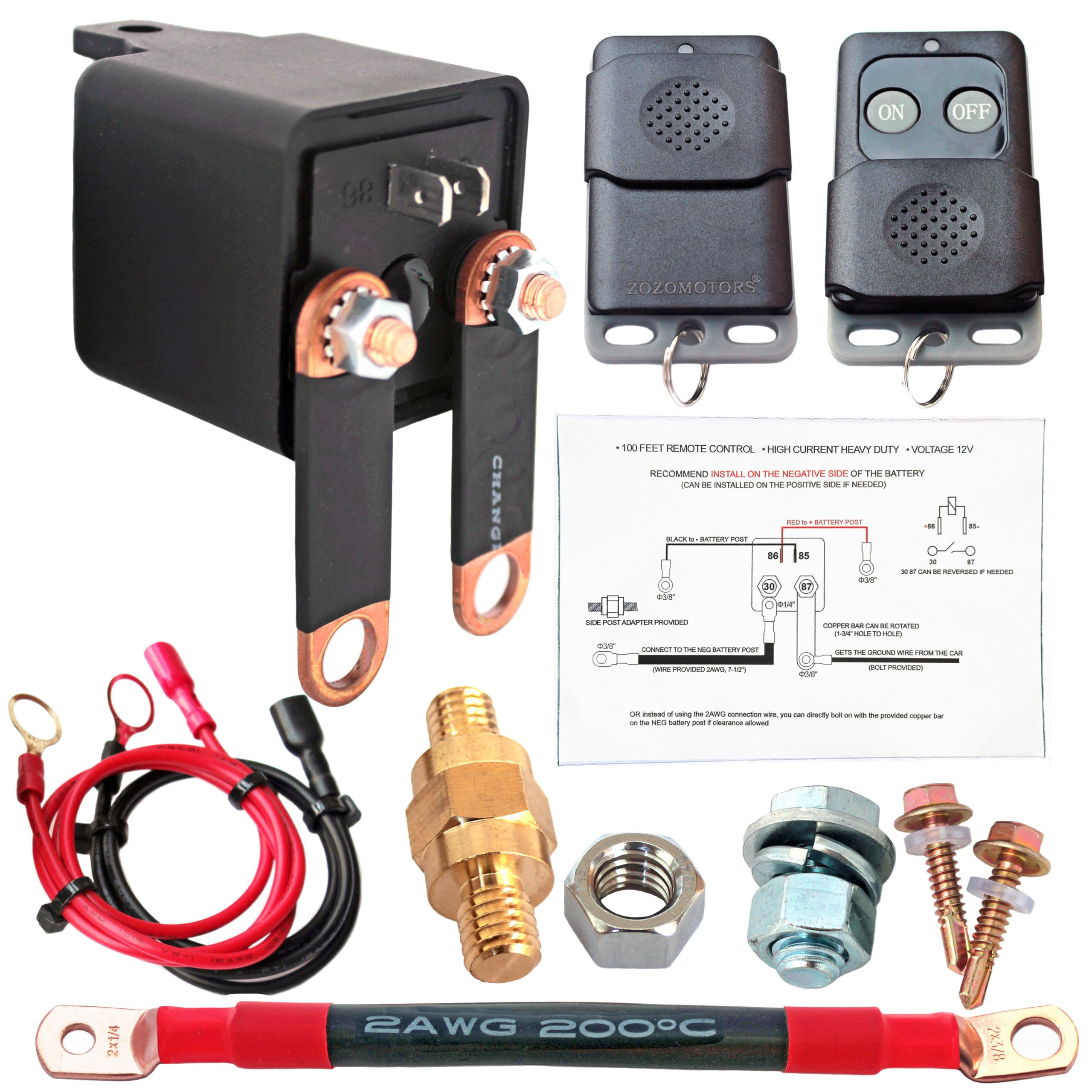 Snapklik.com : ZOZOMOTORS 3/8" Side Post Remote Battery Disconnect ...