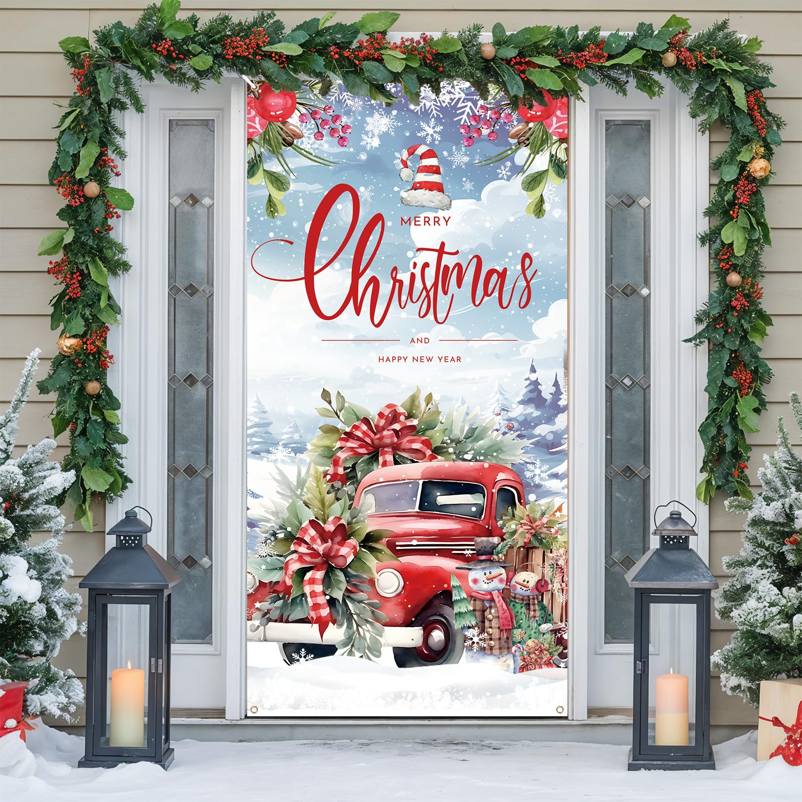Amazon.com: Merry Christmas Door Banner, Large Christmas Party Door ...