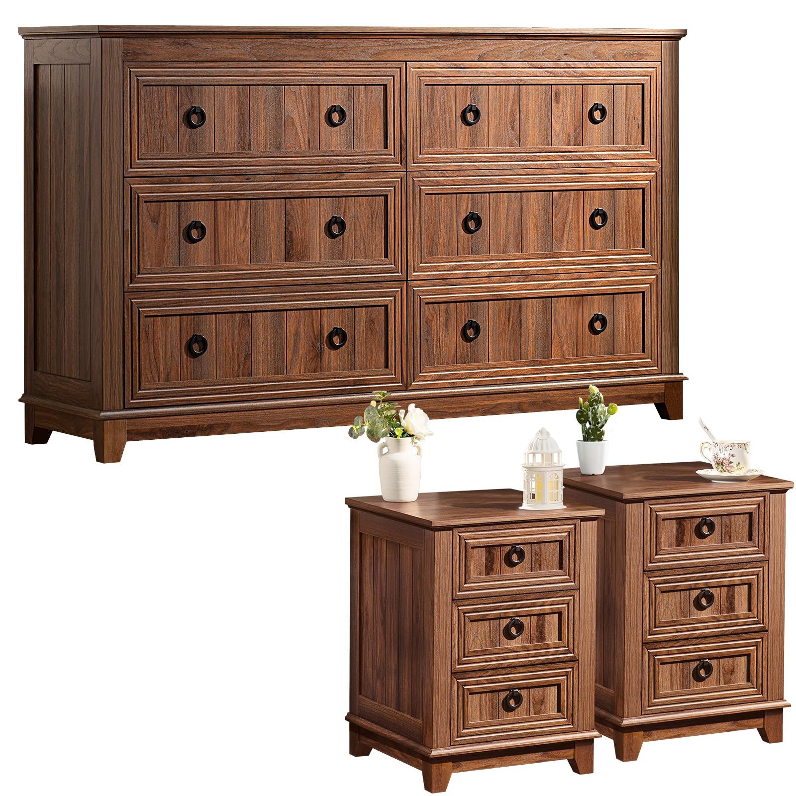 Amazon.com: Joaxswe Farmhouse Dresser and Nightstand Sets 3 Piece ...