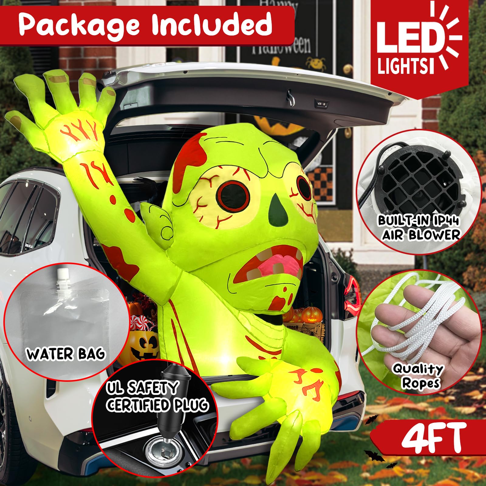 Snapklik.com : 4Ft Halloween Inflatable Zombie Outdoor Decorations ...