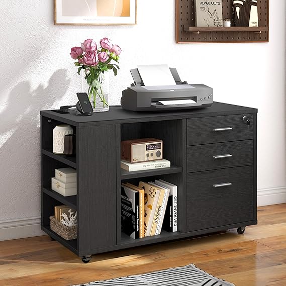 Amazon.com: YITAHOME File Cabinet with Charging Station, 3 Drawer ...