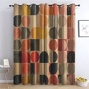 Amazon.com: Mid Century Modern Curtains, Retro Abstract Circle Blackout Curtains for Bedroom ...