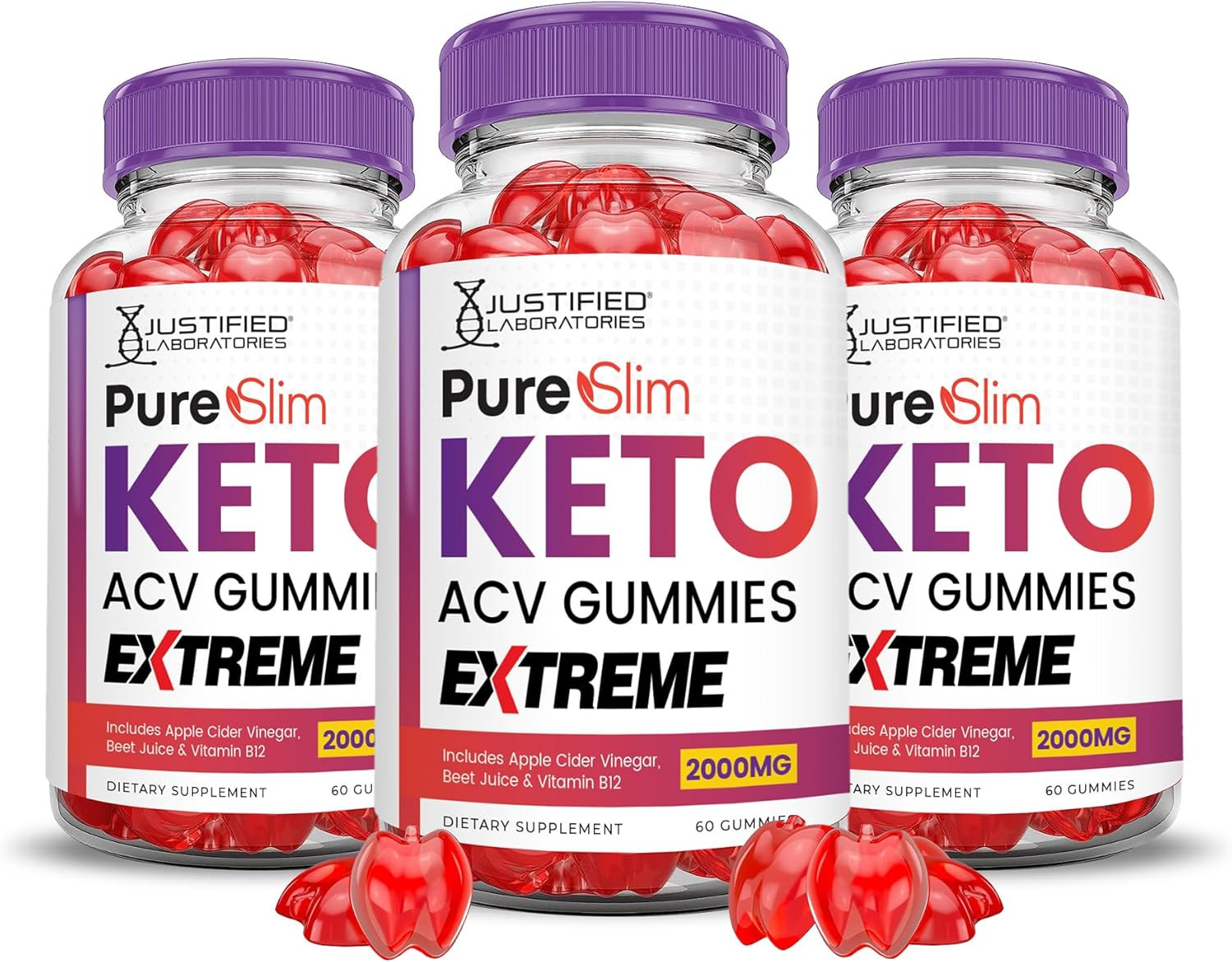 Paquete de 3 gomitas Pure Slim Keto ACV Extreme de 2000 mg PureSlim Keto Gummies fórmula ...