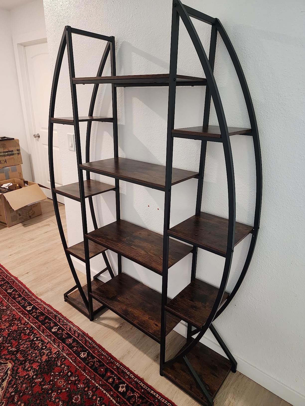 $24/mo - Finance Moozerka Oval Bookshelf 5 Tier Industrial Bookcases ...