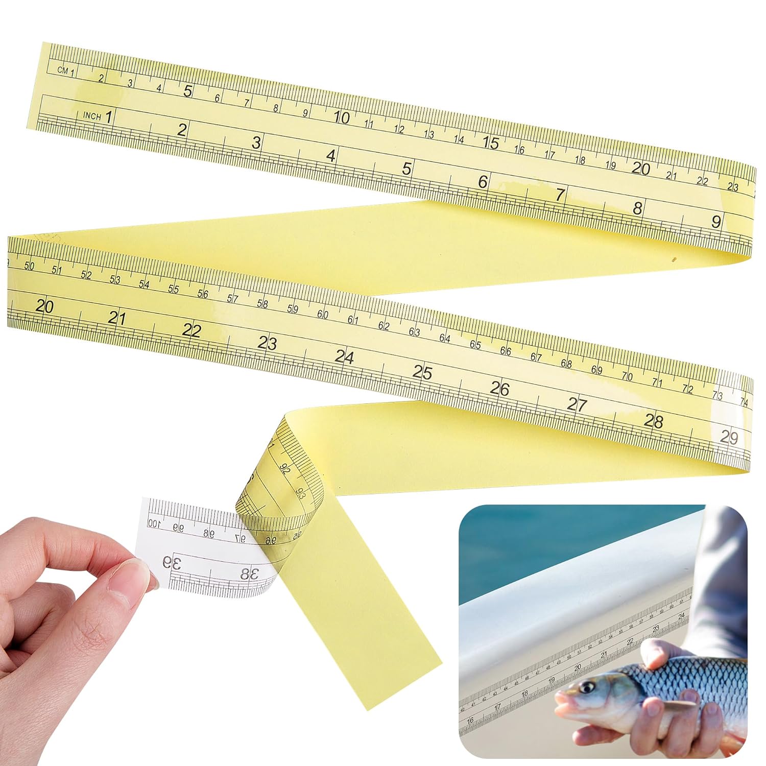 12 Pcs Transparent Fish Rulers Stickers- 39" Self Adhesive Fish ...