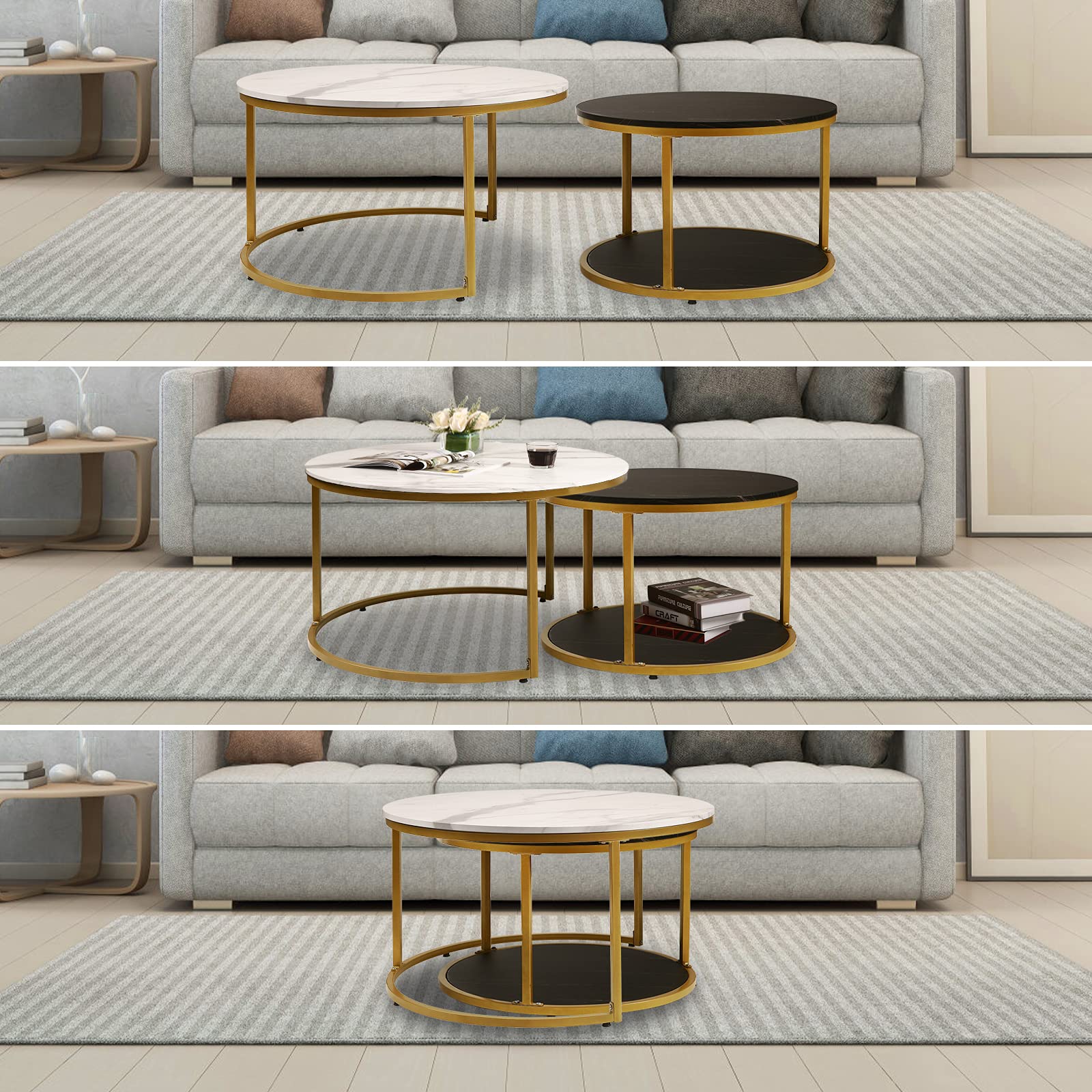 Snapklik.com : NSdirect Nesting Coffee Table Set Of 2,Round Coffee ...