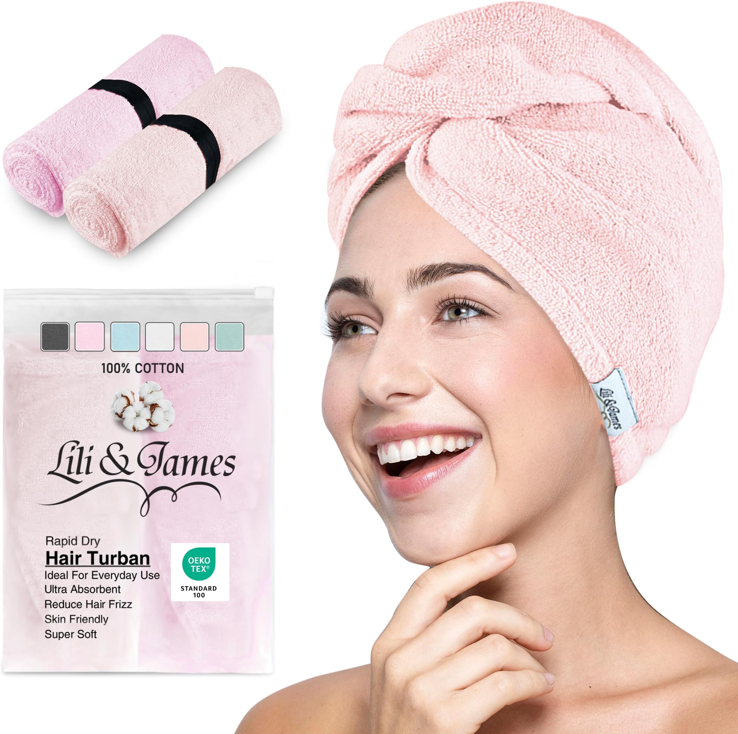 Amazon.com: Cotton Hair Towel Wrap for Women/Kids | Quick Dry, Soft ...