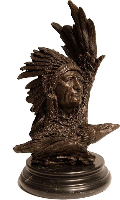 Amazon.com: Bronze American Indian Bust Sculpture Eagle Spirit Statue ...