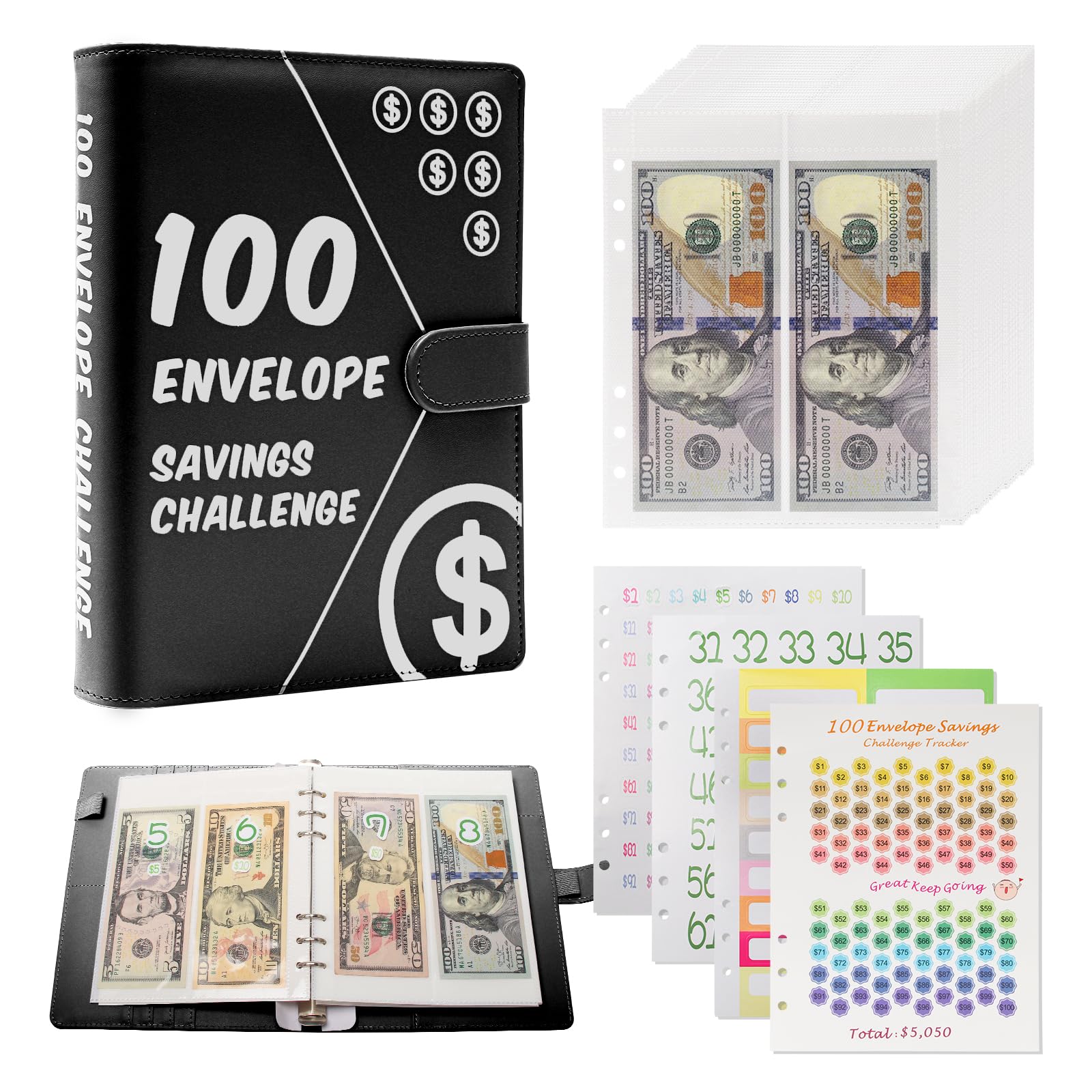Snapklik.com : UNIWA 100 Envelopes Challenge Binder, Money Saving ...